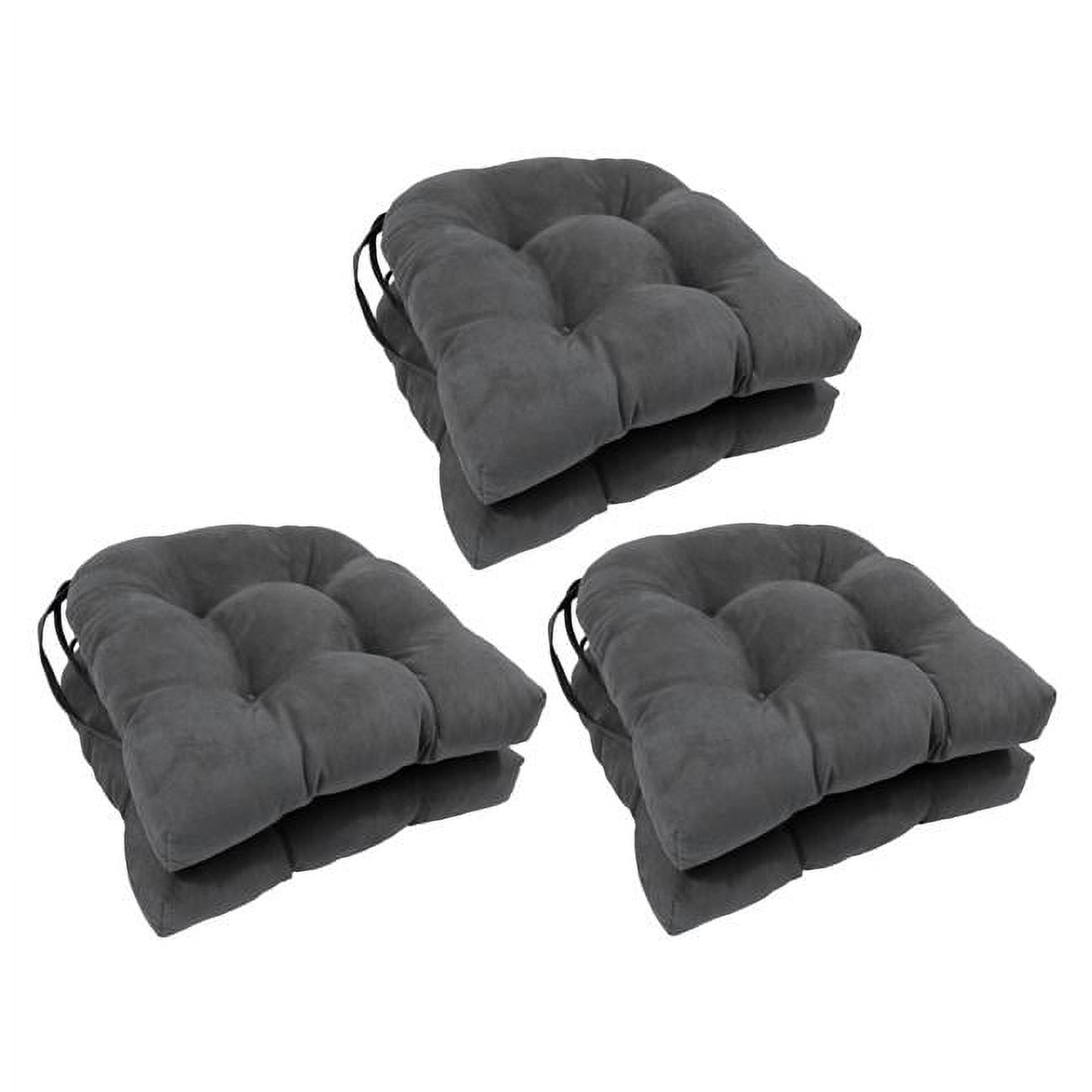 Blazing Needles 16 in. Solid Microsuede U-Shaped Tufted Chair Cushions ...