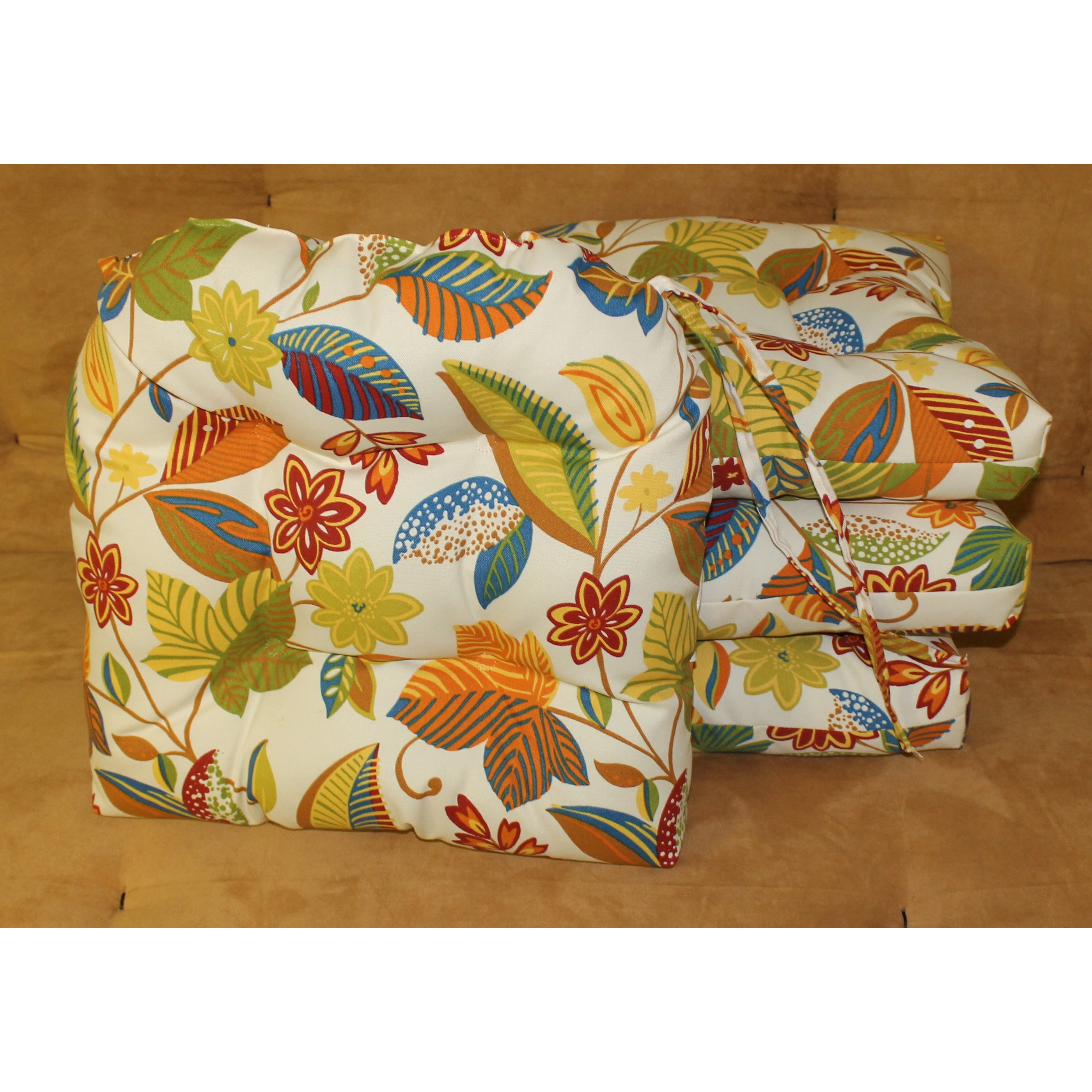 Blazing Needles 16-Inch Outdoor Tufted Chair Cushions, Polyester Fabric ...