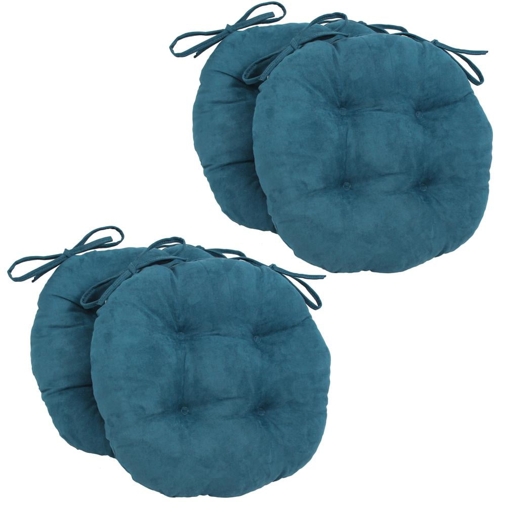 Blazing Needles 16-inch Solid Microsuede Round Tufted Chair Cushions ...