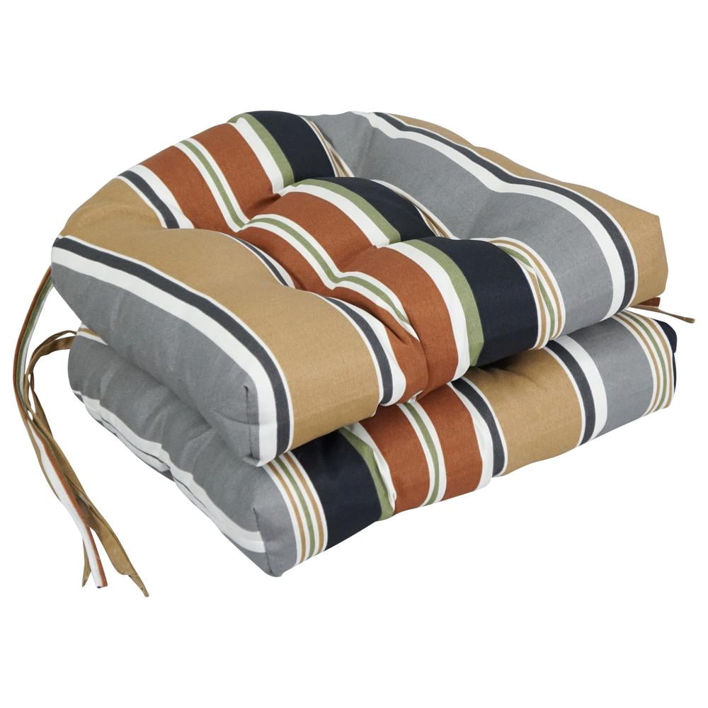 16-inch Spun Polyester Outdoor U-shaped Tufted Chair Cushions (Set of 2 ...