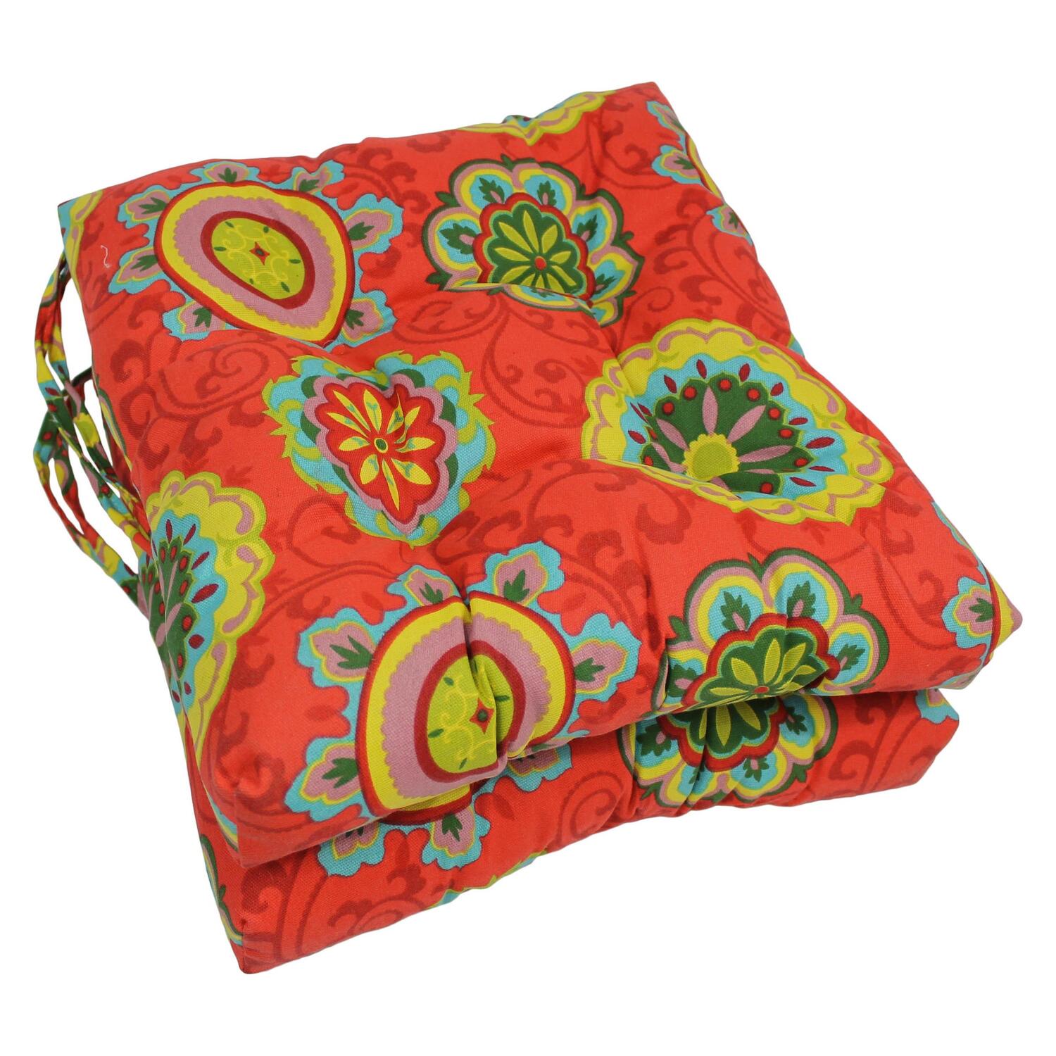 Blazing Needles 16-inch Square Tufted Indoor/Outdoor Chair Cushions ...