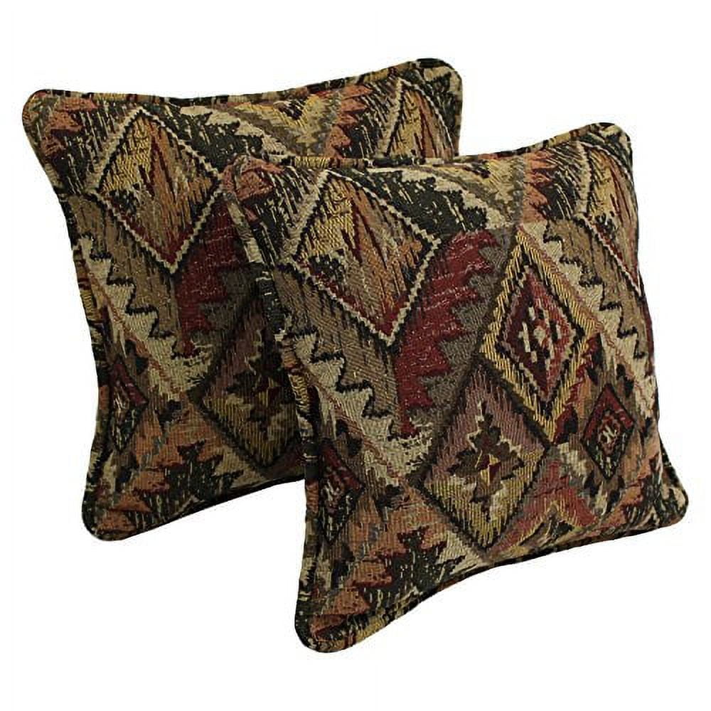 Blazing Needles 18 in. Double-Corded Patterned Tapestry Square Throw ...