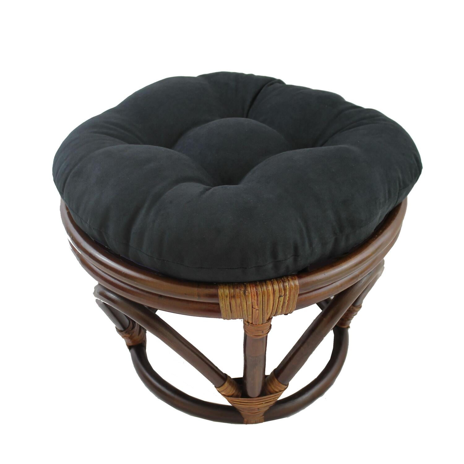 Blazing Needles 18-inch Round Solid Micro Suede Tufted Footstool ...
