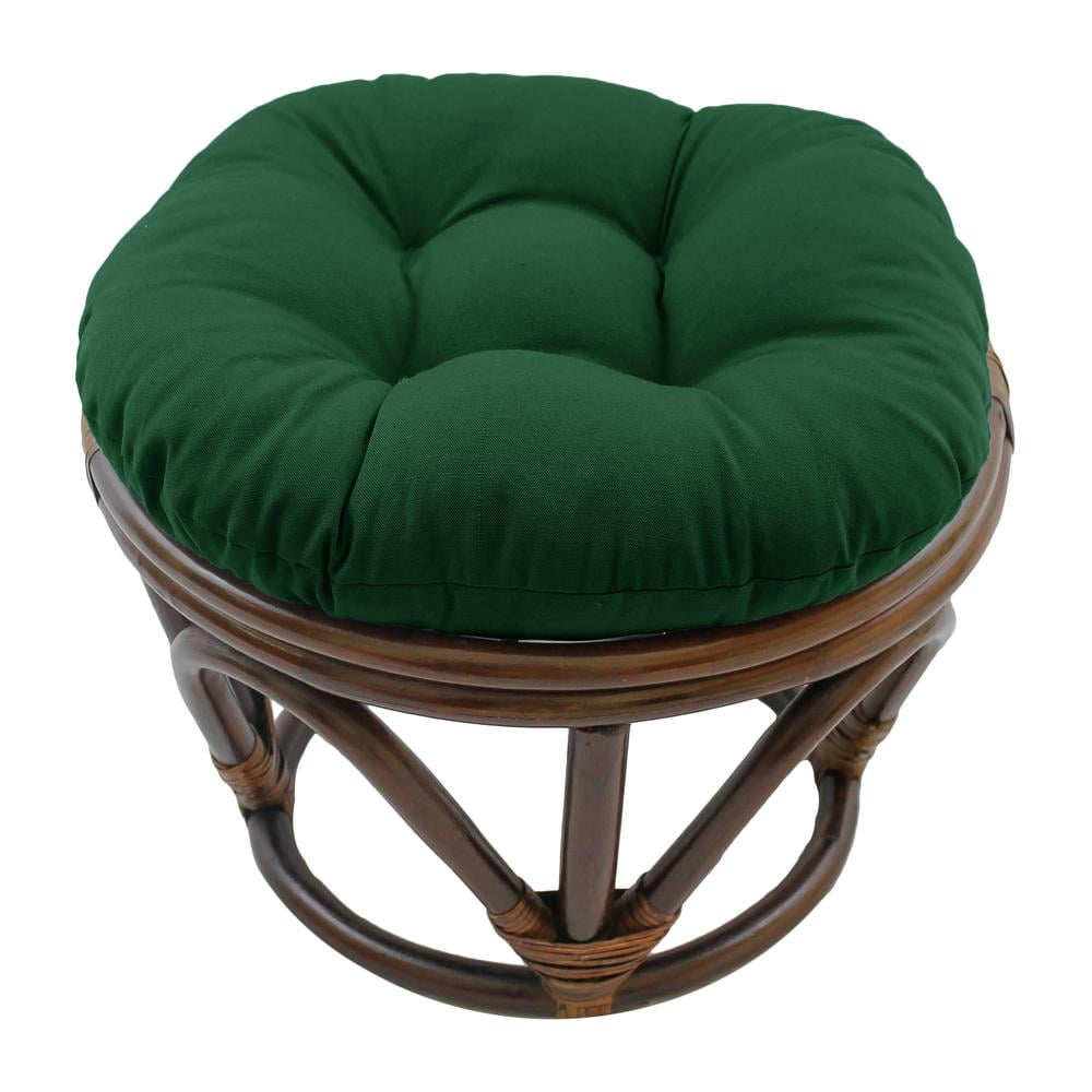 18-inch Round Solid Twill Tufted Footstool Cushion - Forest Green ...