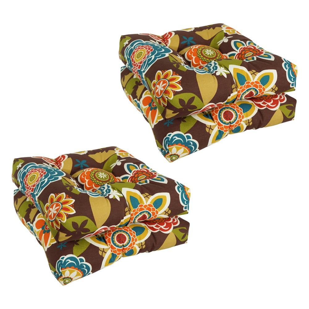 19-inch Squared Patterned Spun Polyester Tufted Dining Chair Cushions ...