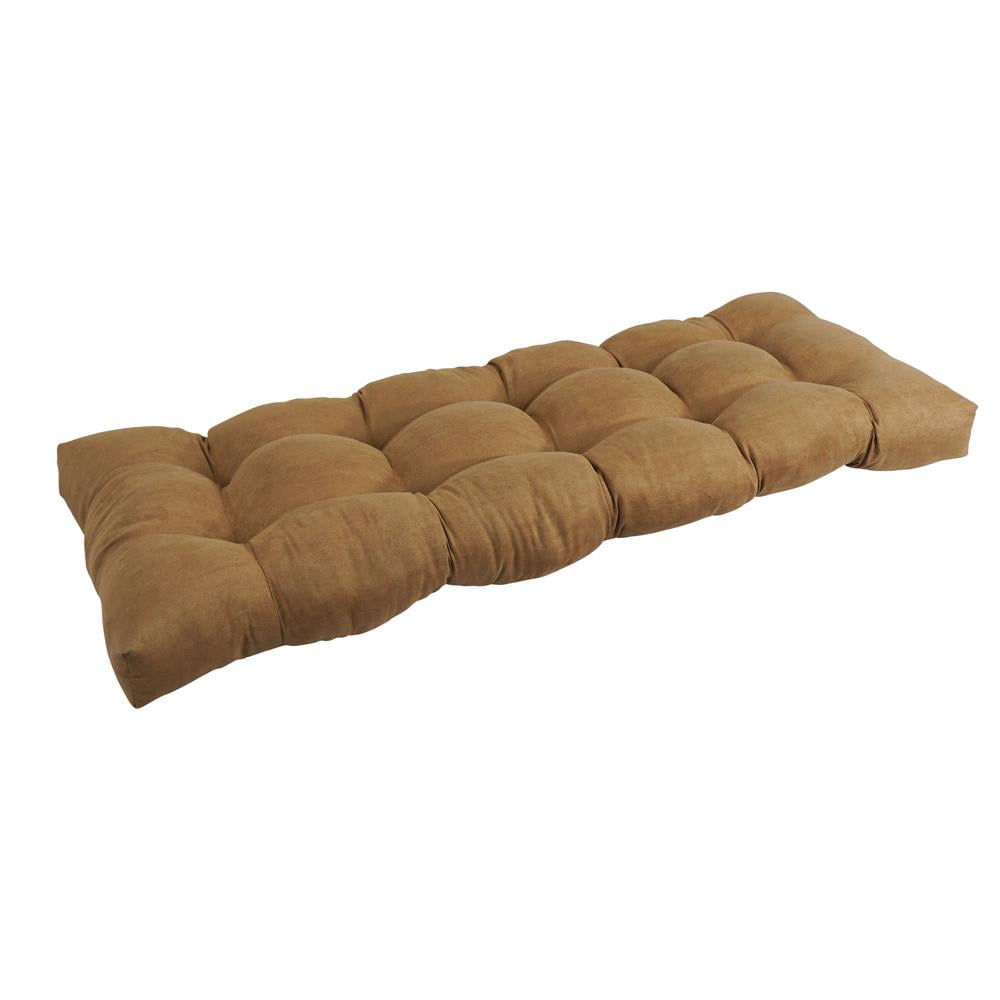 46-inch by 19-inch Tufted Solid Microsuede Bench Cushion Brown-Color ...
