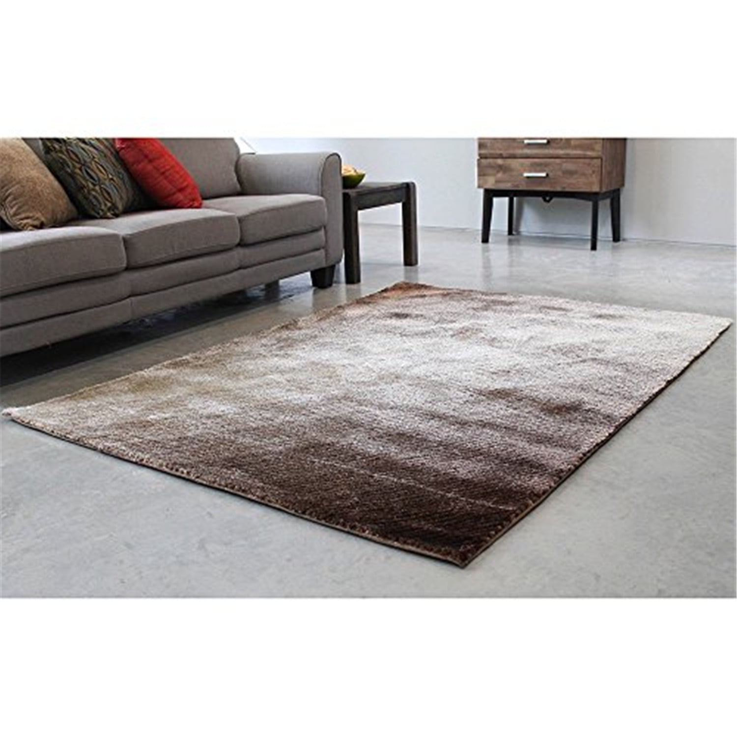 Blazing Needles 5-foot by 7-foot Light Rays Gradated Shag Rug - Beige ...