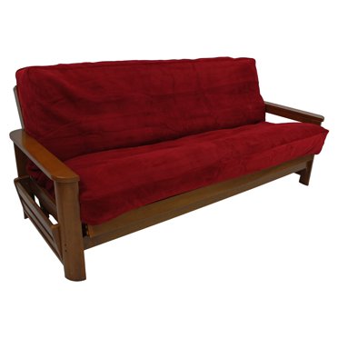 Blazing Needles Solid Microsuede Double Corded 8" to 9" Futon Cover Set ...