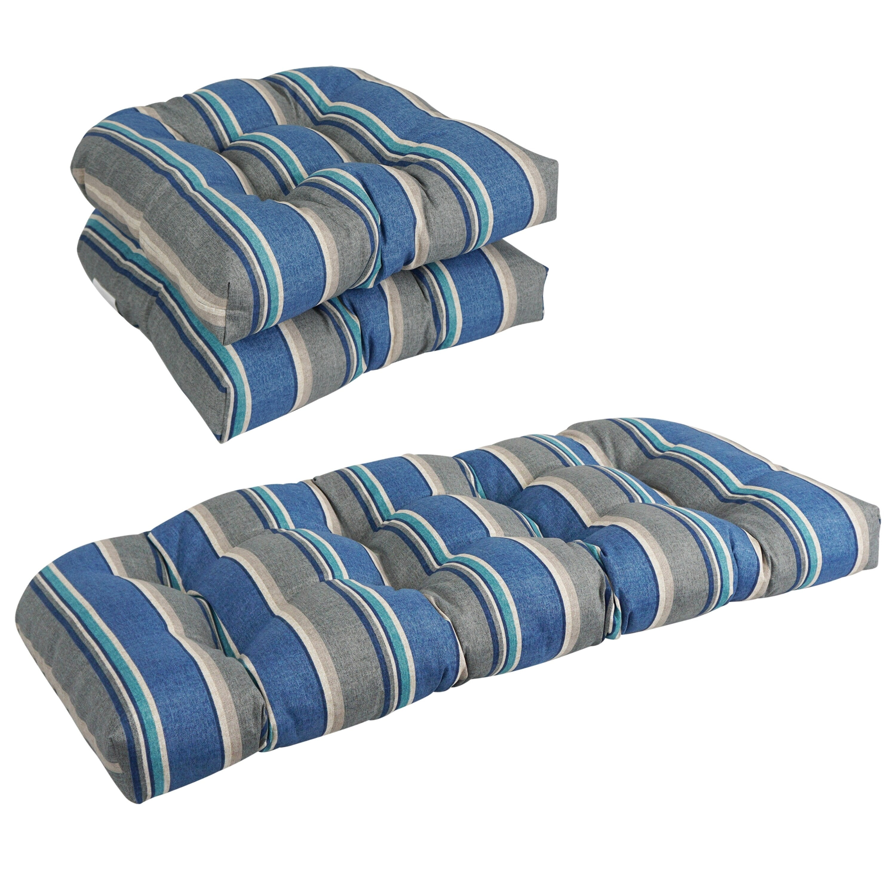 Blazing Needles Rounded Back Tufted Indoor/Outdoor Settee Cushion Set ...