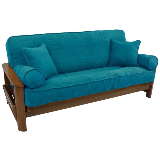Solid Microsuede Double Corded 8 to 9-inch Full Futon Cover Set with ...
