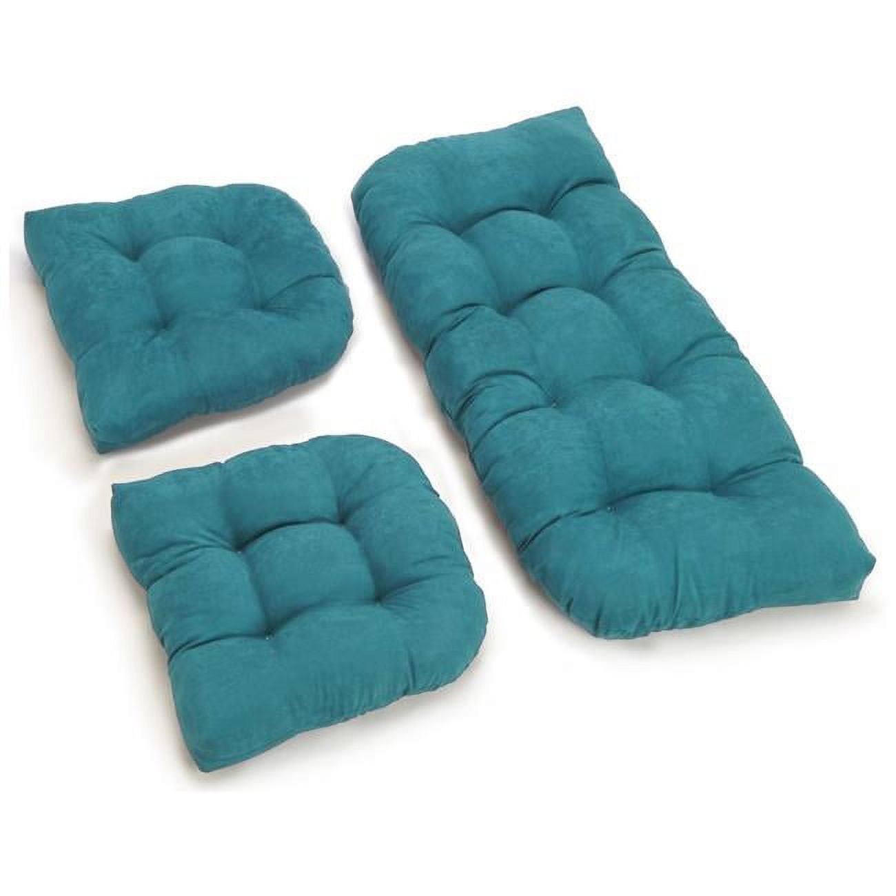 Blazing Needles U-Shaped Microsuede Tufted Settee Cushion Set, Aqua ...