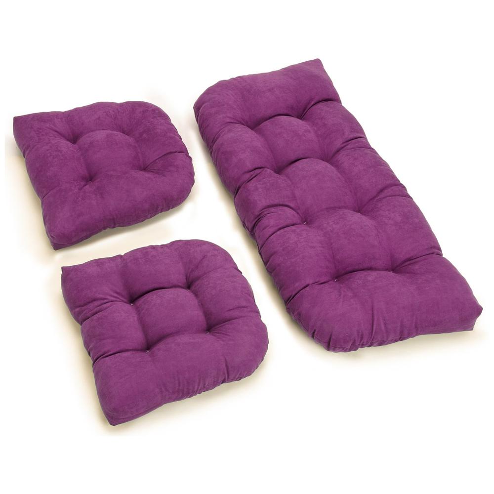 Blazing Needles U-Shaped Microsuede Tufted Settee Cushion Set (Set of 3 ...