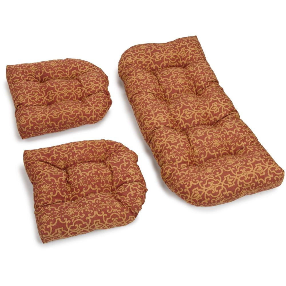 U-Shaped Spun Polyester Tufted Settee Cushion Set (Set of 3) - Vanya ...