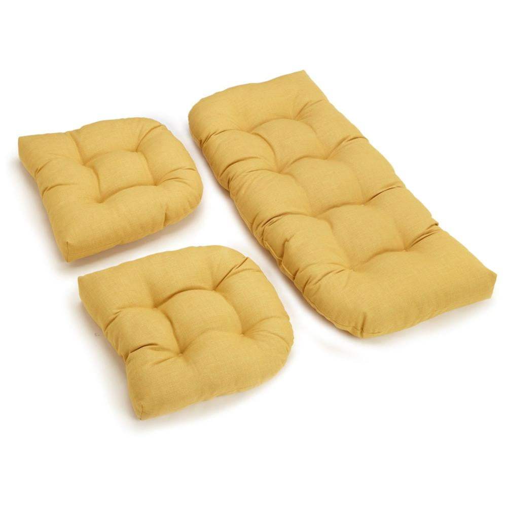 U-Shaped Spun Polyester Tufted Settee Cushion Set (Set of 3) - Lemon ...