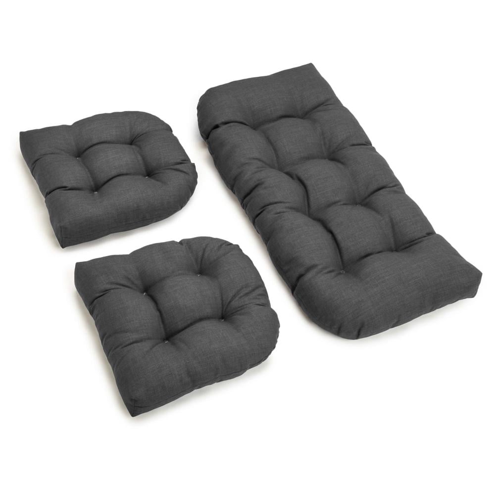 U-Shaped Spun Polyester Tufted Settee Cushion Set (Set of 3) - Walmart.com