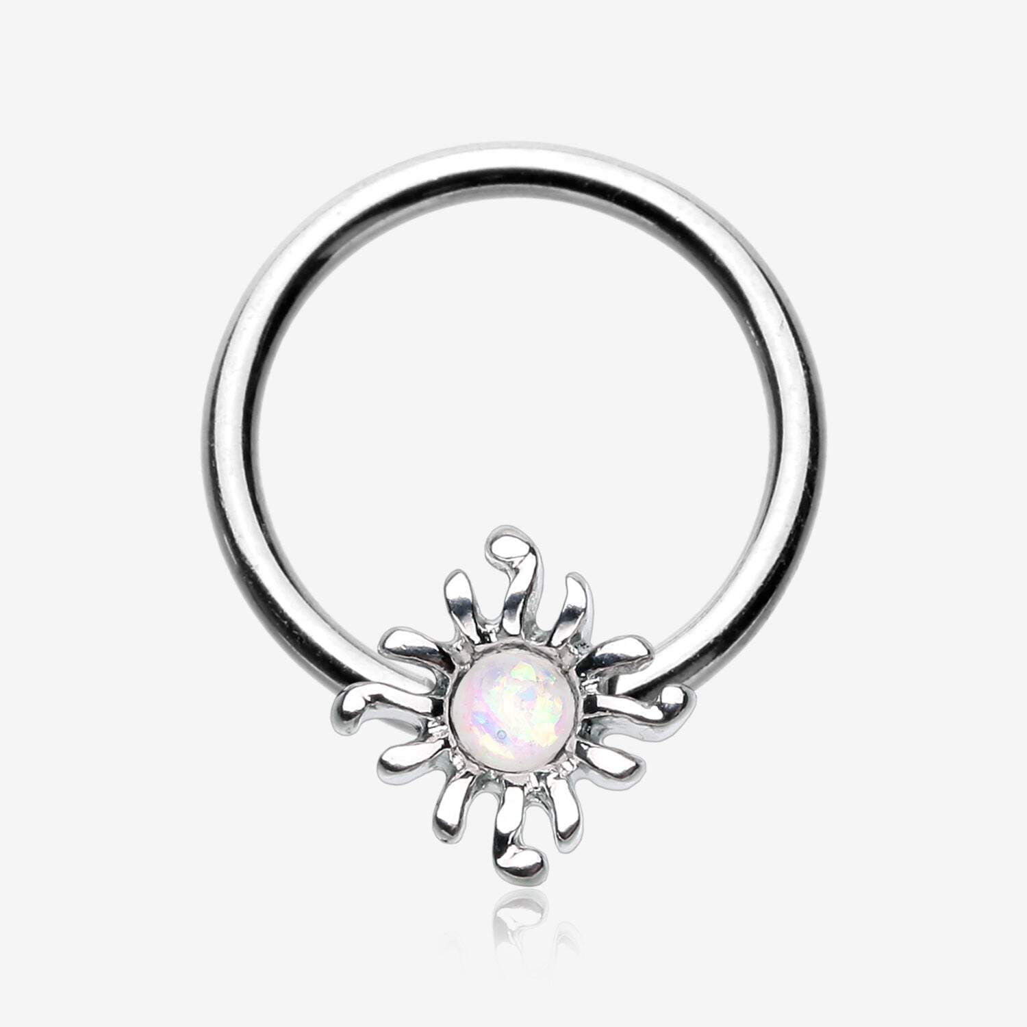 Blazing Opalescent Sun Sparkle Captive Bead Ring - Walmart.com