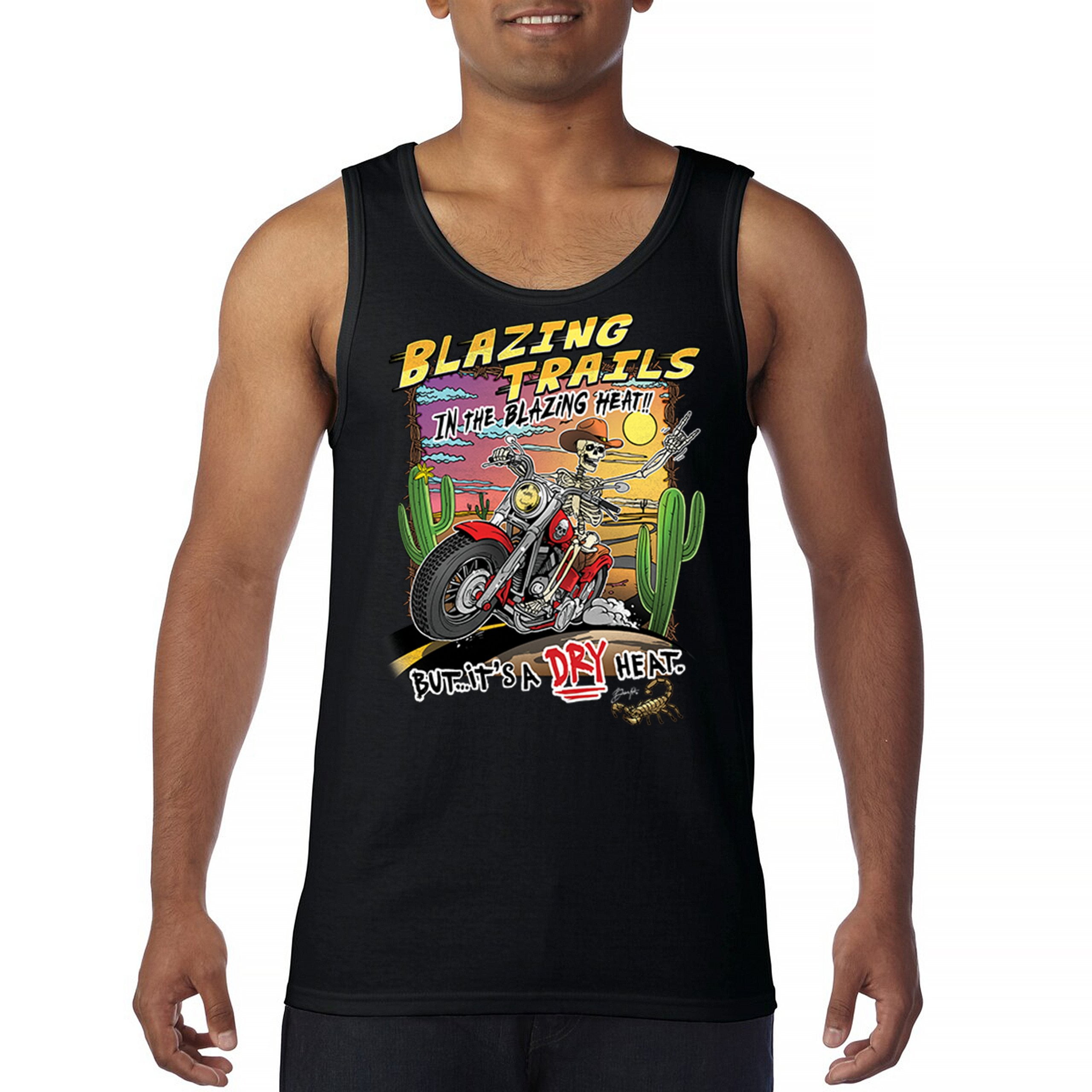 Blazing Trails Tank Top Skeleton Biker Riding Motorcycle Dry Heat ...