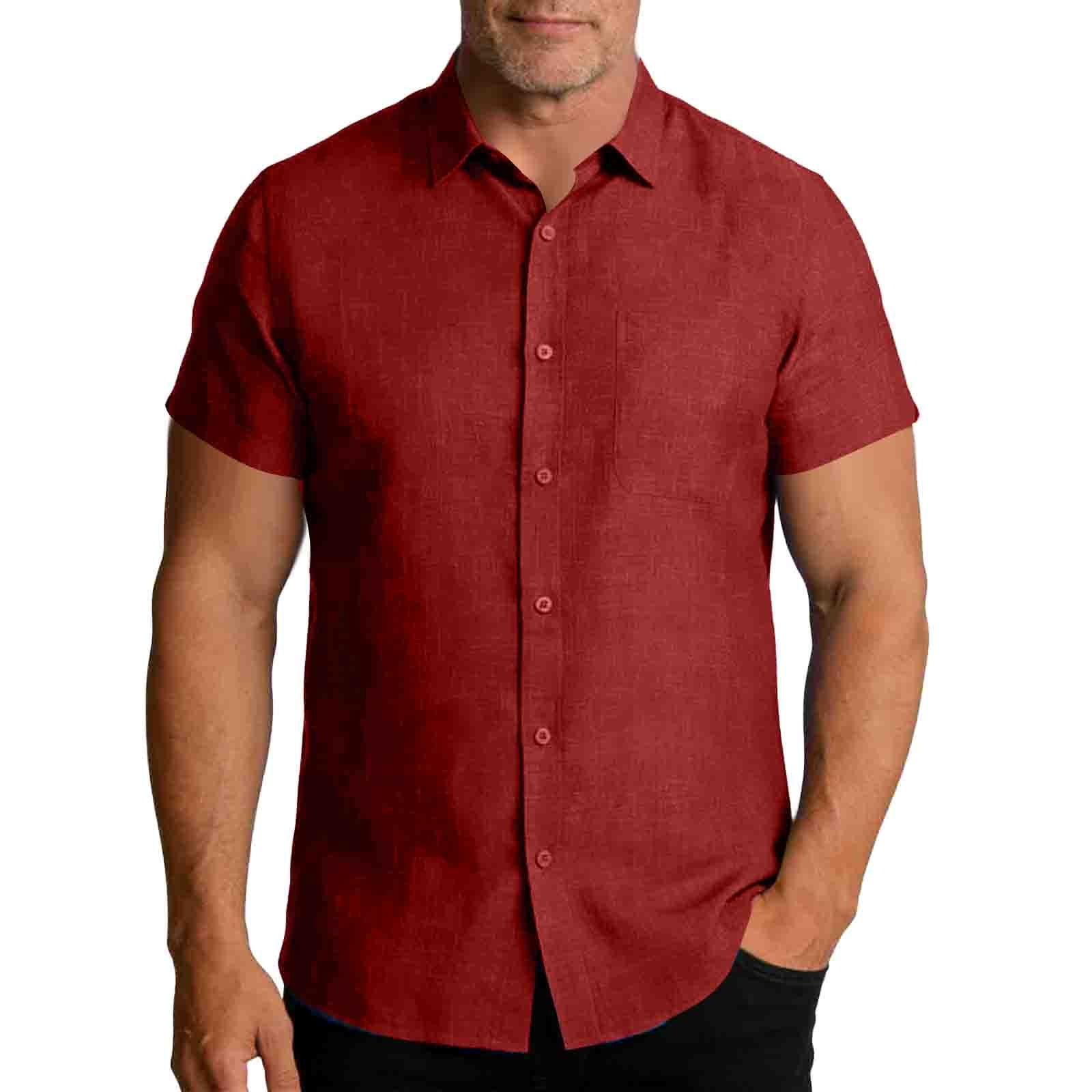 Blczomt 2026 Big and Tall T Shirts for Men Button Up Linen Short Sleeve ...