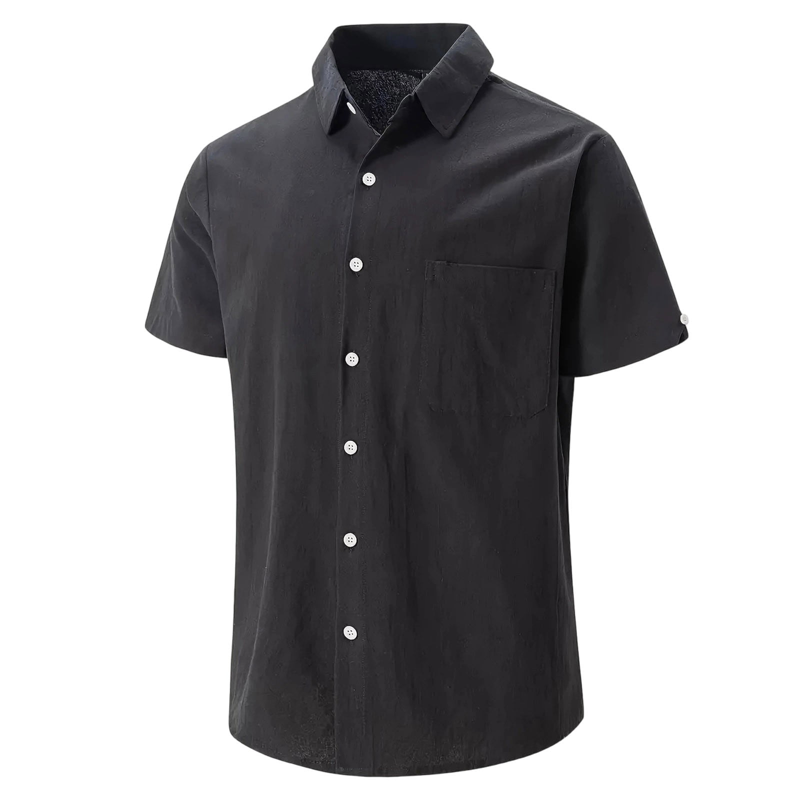 Blczomt Big & Tall Mens Short Sleeve Shirts Button Up Black Shirts ...