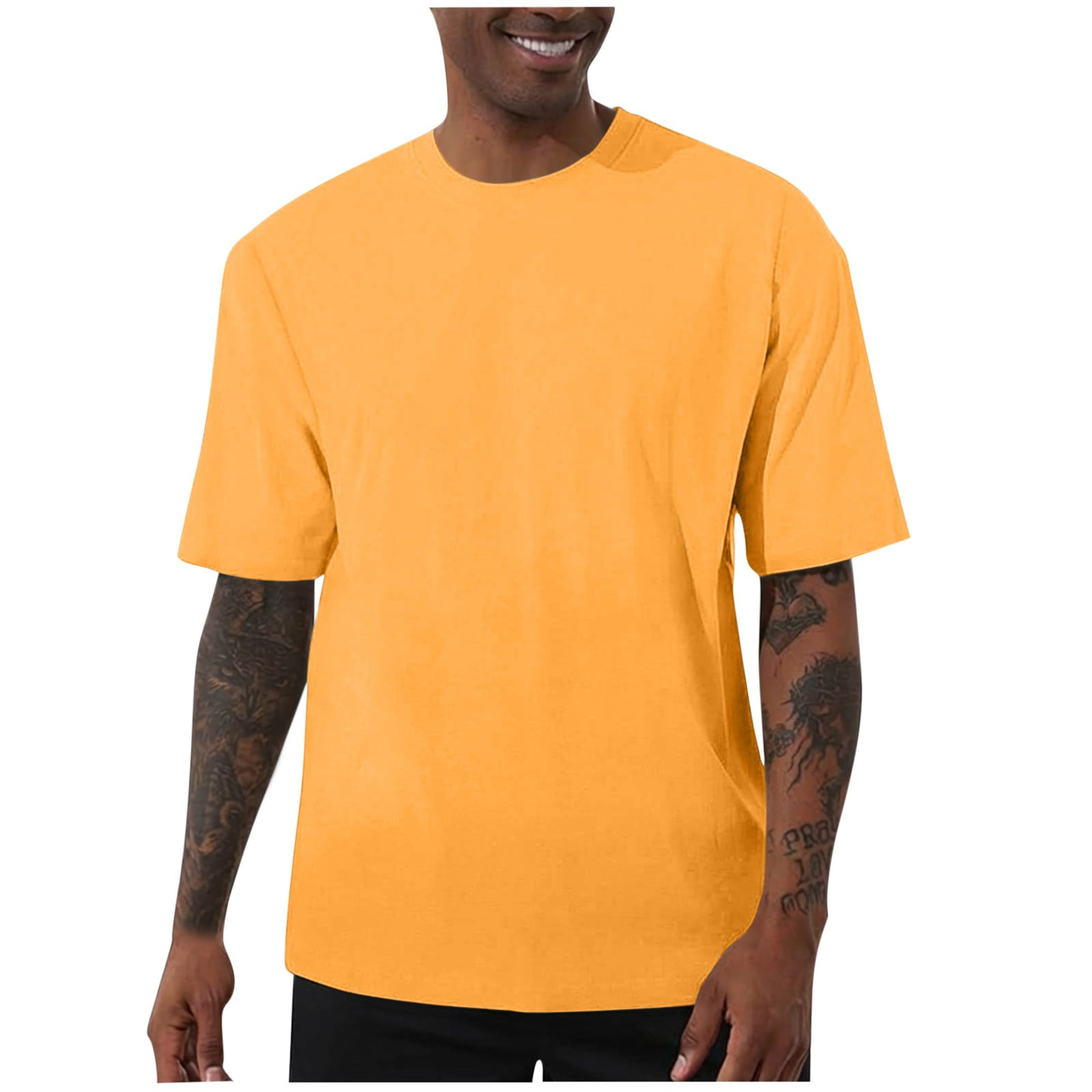 Blczomt Big & Tall Short Sleeve T Shirt Men Plain 2026 Yellow Tee ...