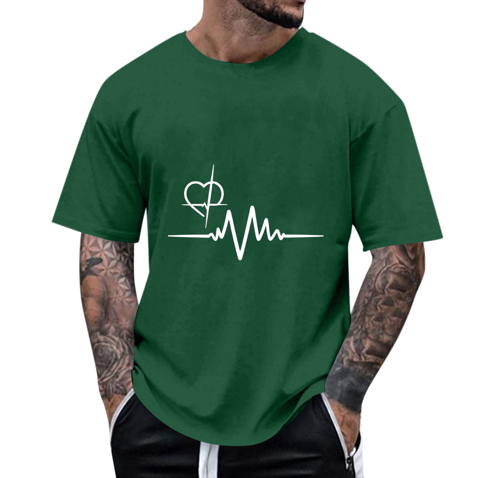 Blczomt Big and Tall Mens Shirts Short Sleeve Green Graphic Casual T ...