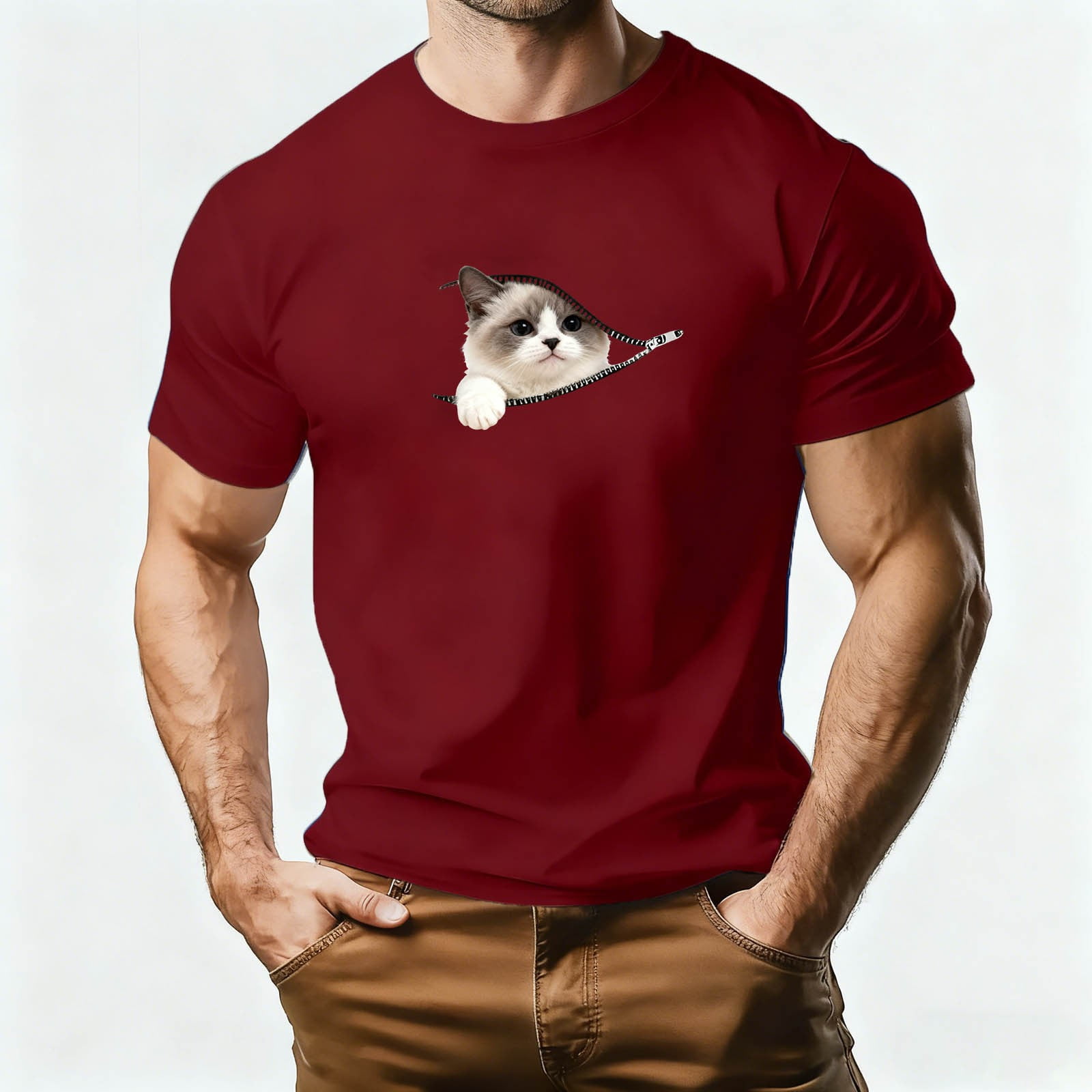 Blczomt Big and Tall Shirts for Men Crewneck Casual Red Shirts Summer ...