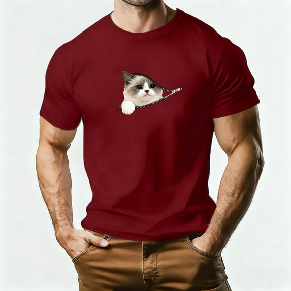 Blczomt Big and Tall Shirts for Men Crewneck Casual Red Shirts Summer ...