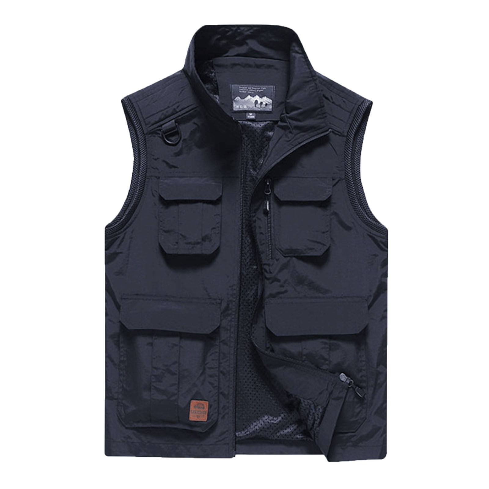 Blczomt Blue Mens Jacket Fall Outerwear Vests Full Zip Vest Solid Color ...