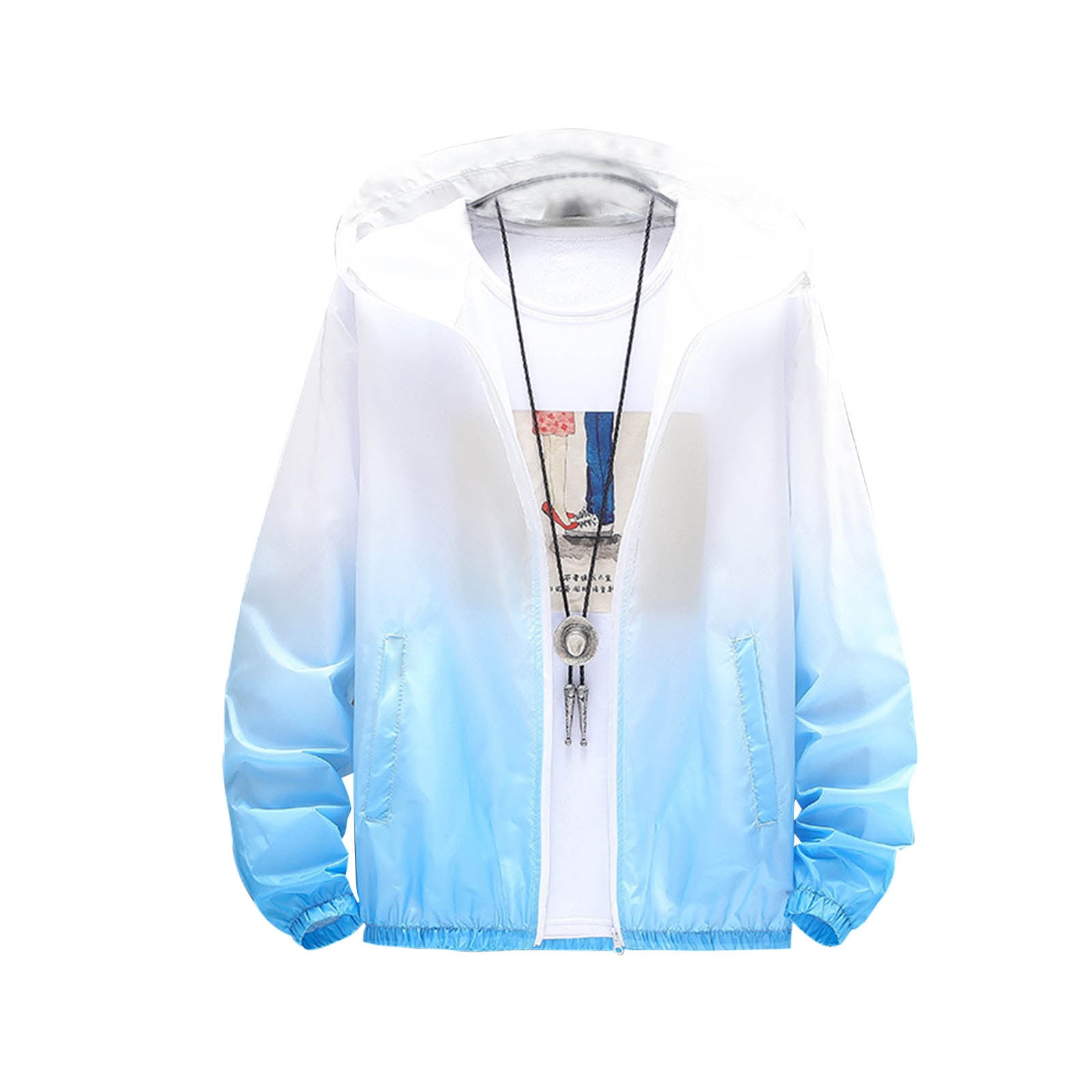 Blczomt Blue Mens Jackets Zip Up Windbreaker Jacket Lightweight Hooded ...