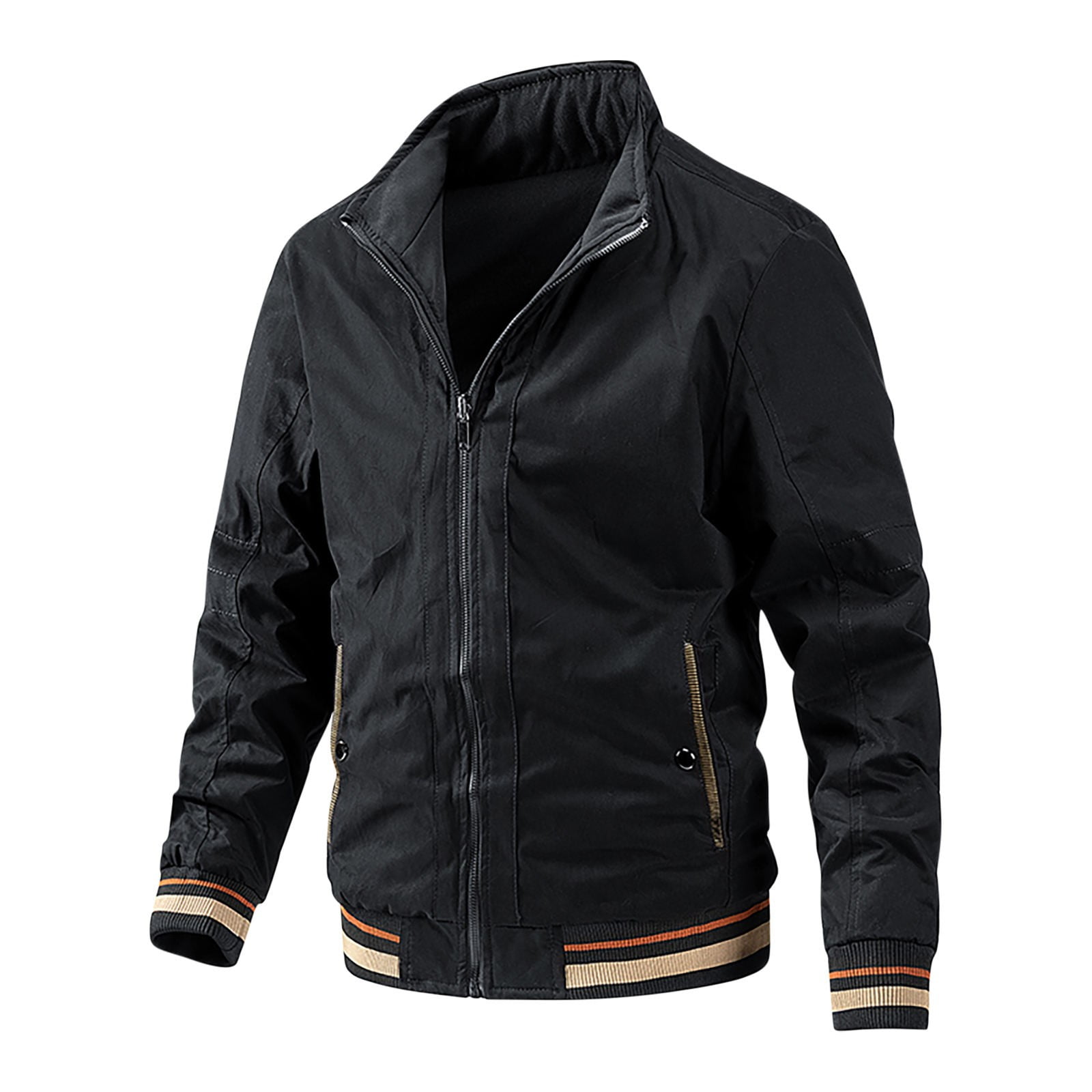 Blczomt Bomber Winter Work Jackets for Men Black Full Zip Jacket ...