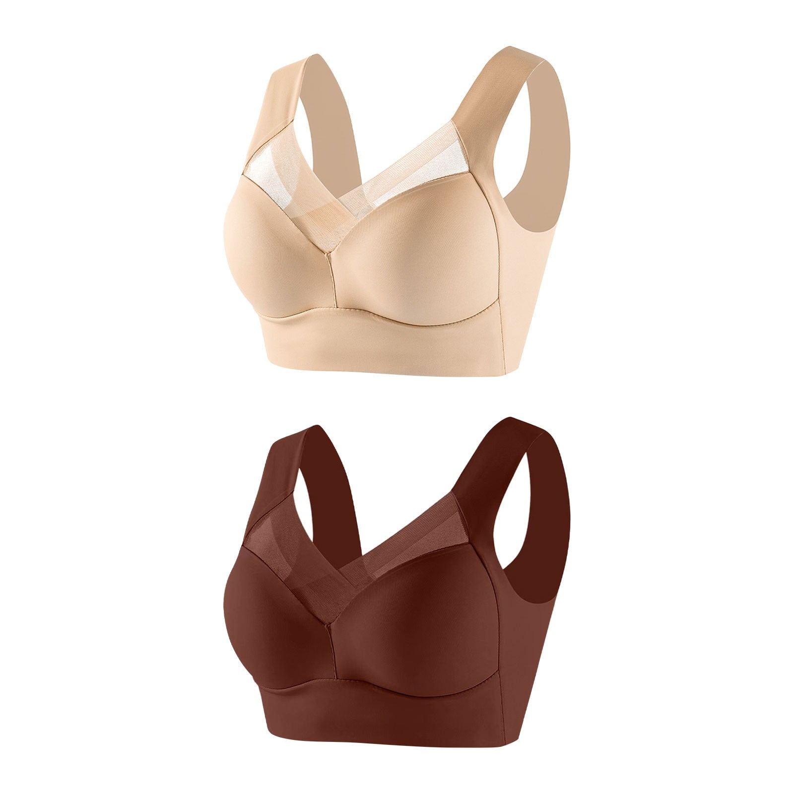 Blczomt Bralette Womens Bras Clearance Full Coverage No Underwire Brown ...