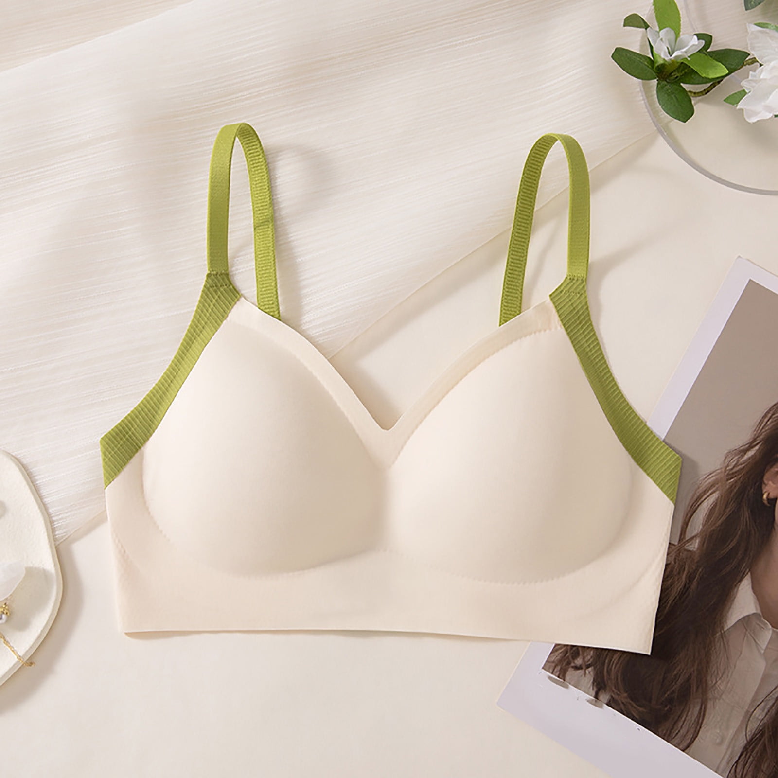 Blczomt Bralette for Women White Push Up Wireless Full Coverage Comfort ...