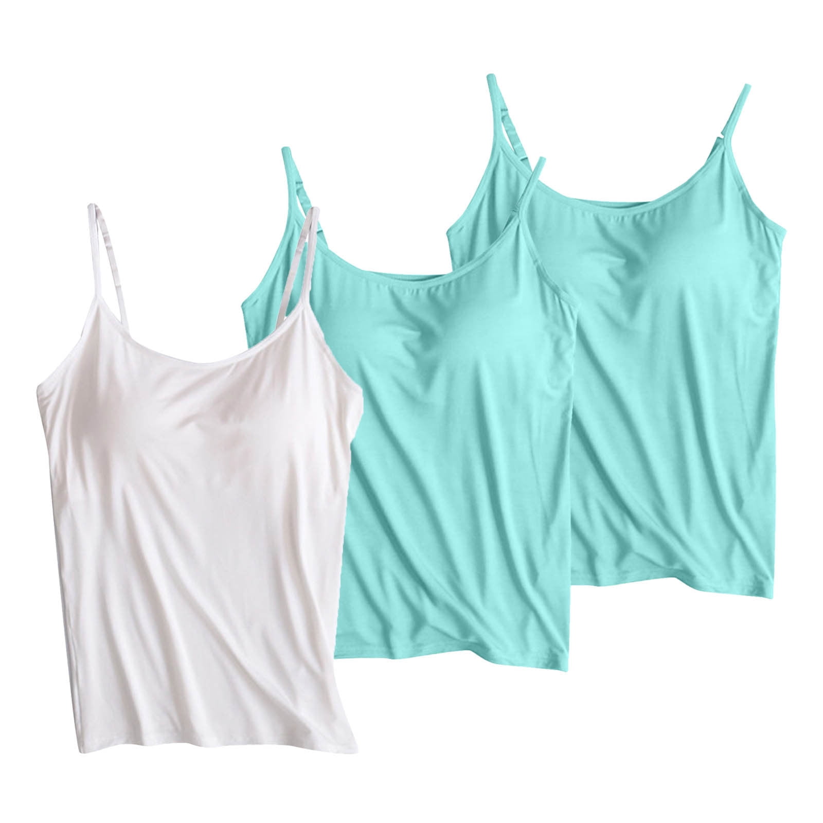 Blczomt Bralettes for Women Sports White Padded Wirefree Spaghetti ...