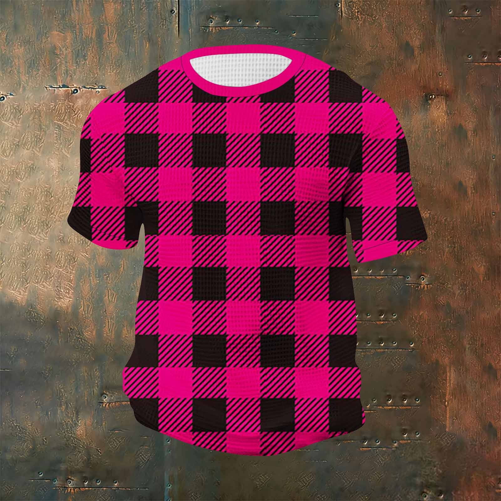 Blczomt Casual Mens Shirts Short Sleeve Crewneck Pink Big & Tall Tees ...