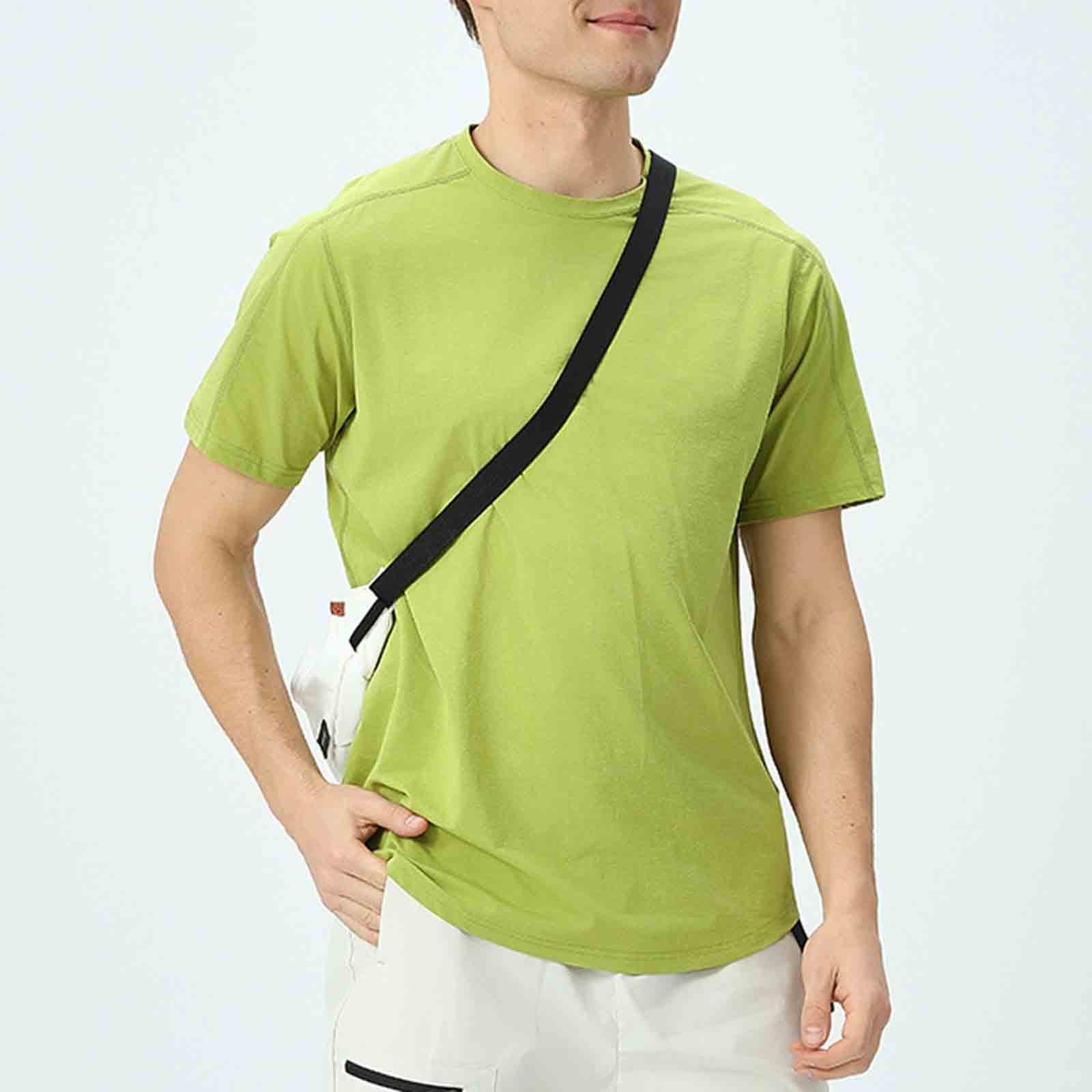 Blczomt Casual Shirts for Men Athletic Summer Green Workout Shirt Short ...