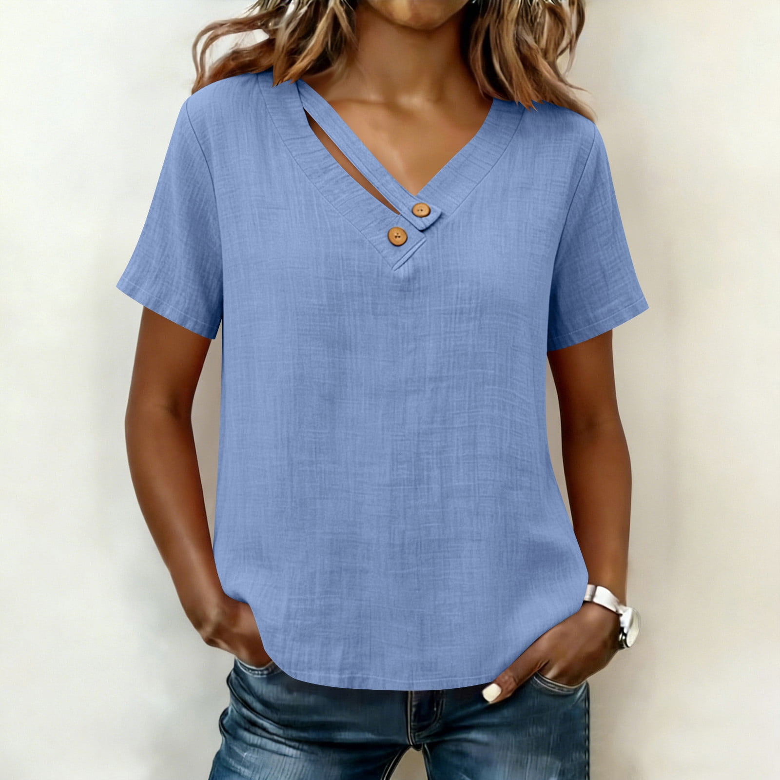 Blczomt Casual Tops for Women Dressy Blue Casual Shirt Cute Tunic ...