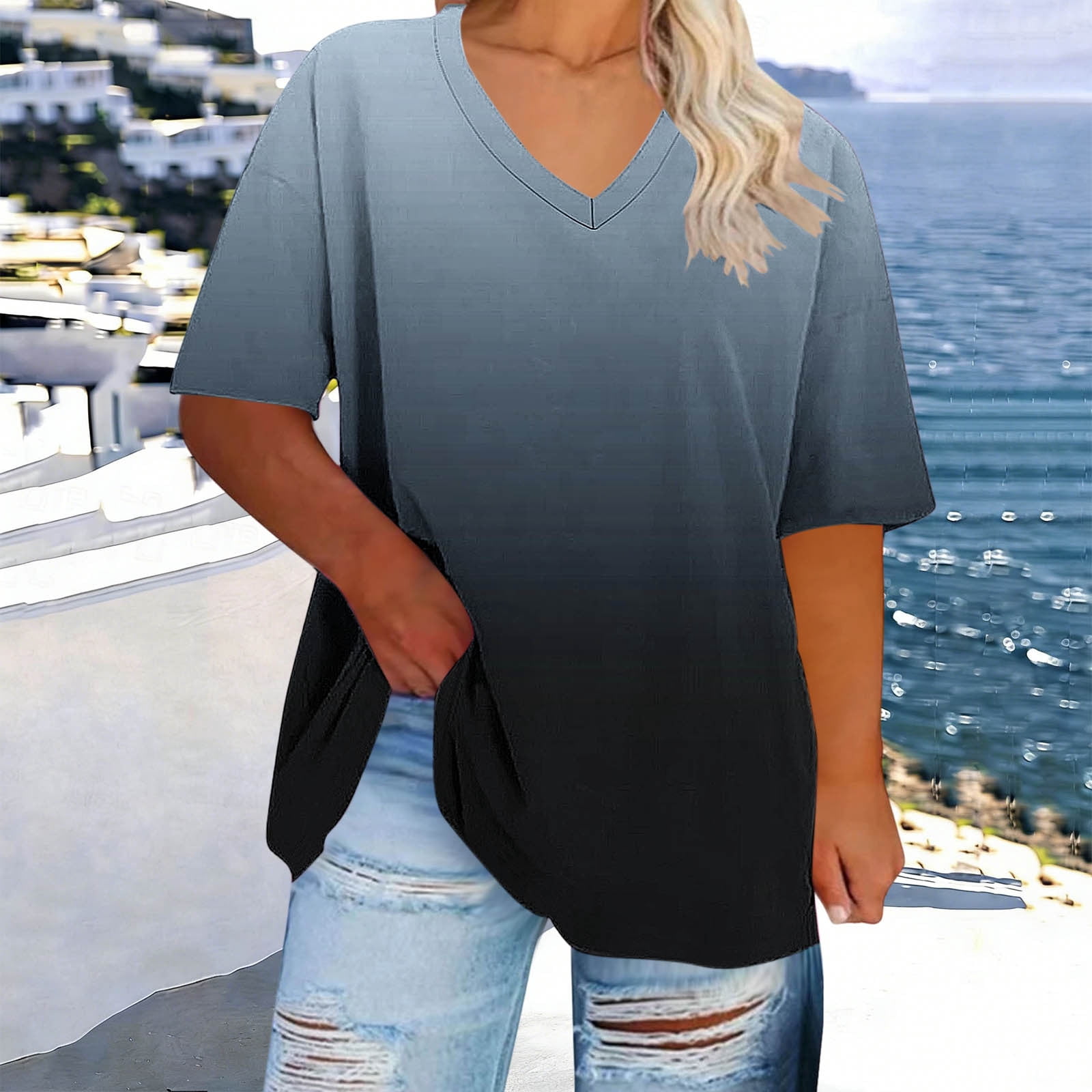 Blczomt Cute Women's Blouse Casual Gray Shirt 2026 Lightweight Ladies ...