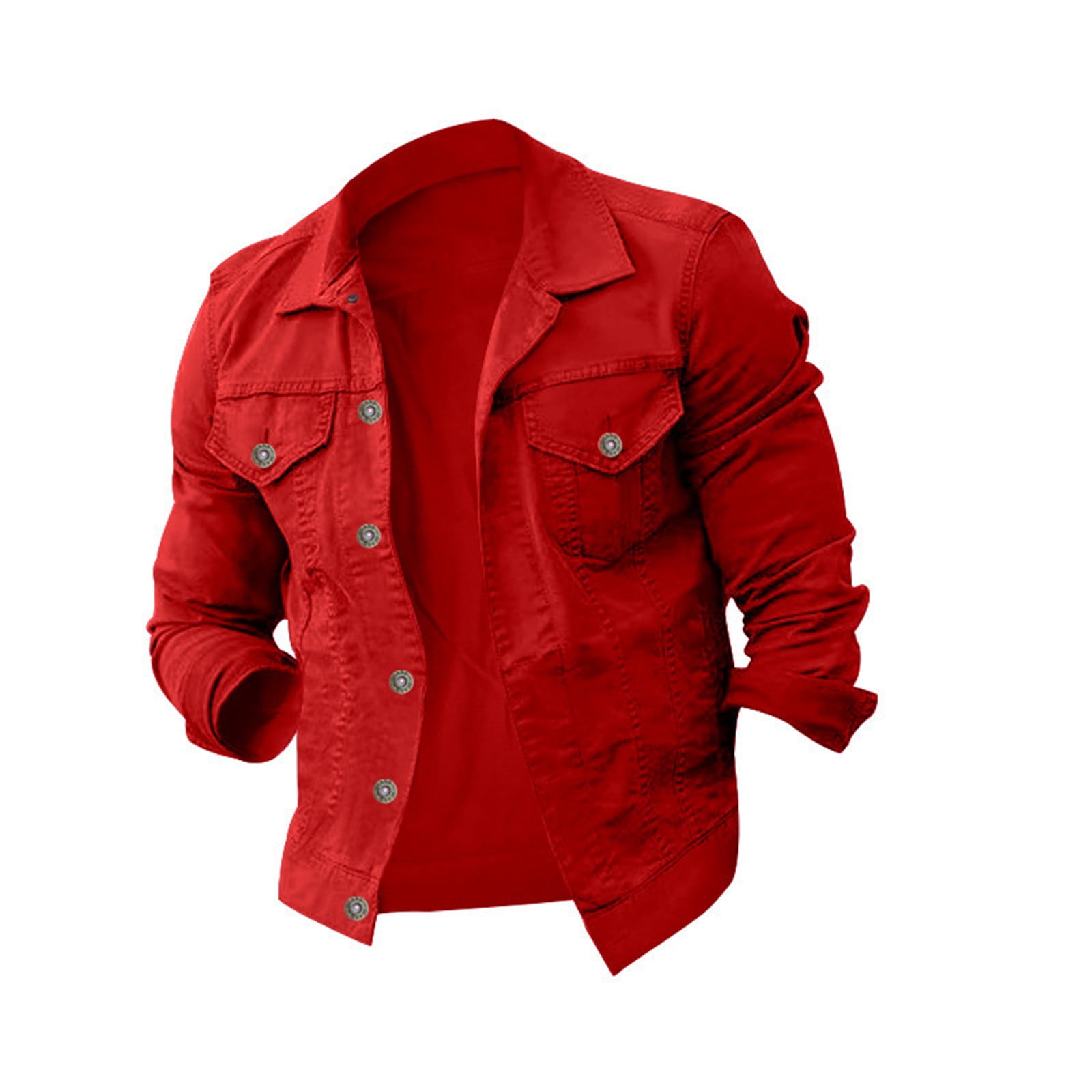 Blczomt Denim Winter Work Jackets for Men Red Shirt Jacket Button Down ...