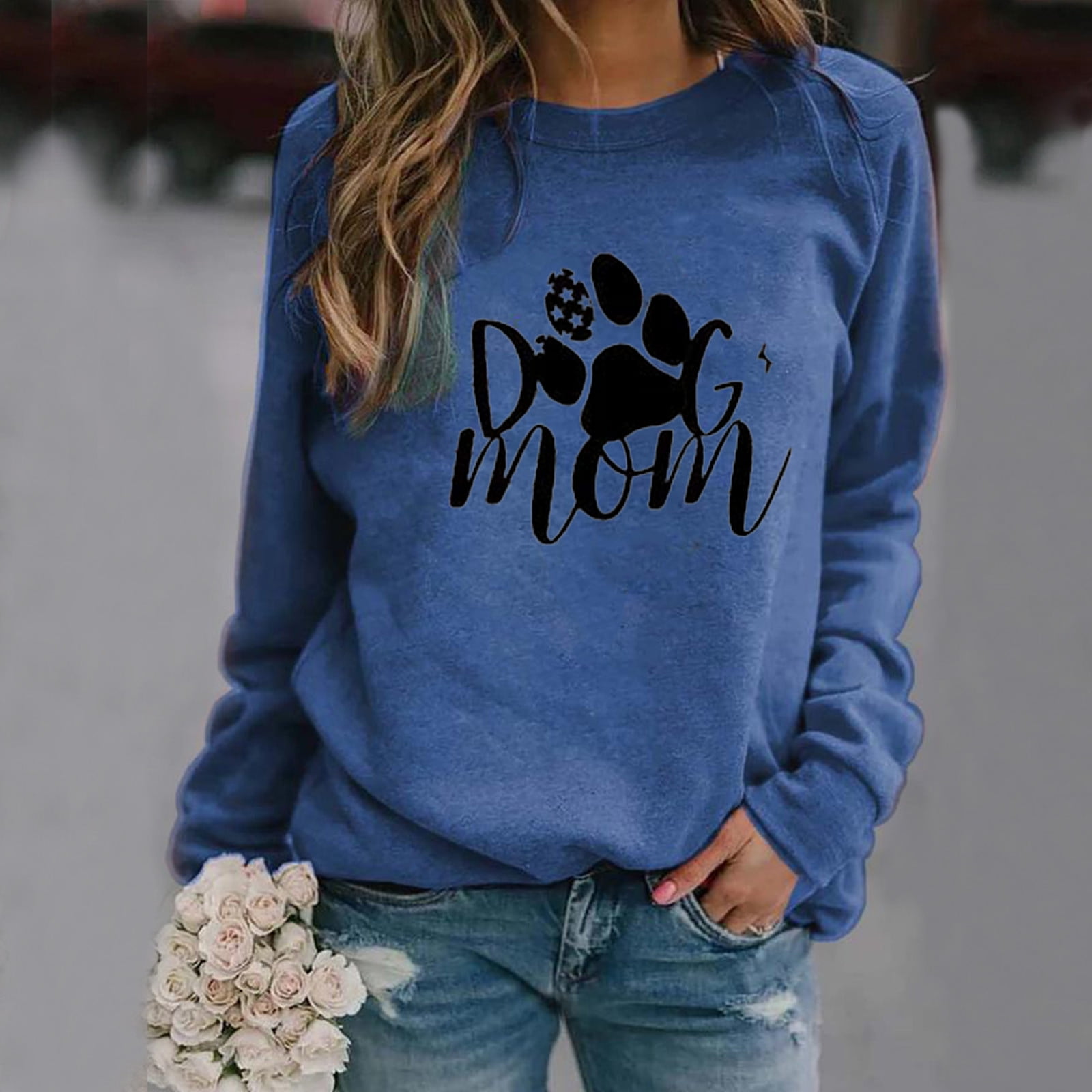 Blczomt Fall Fashion Sweatshirts Women Crewneck Pullover Blue Preppy ...