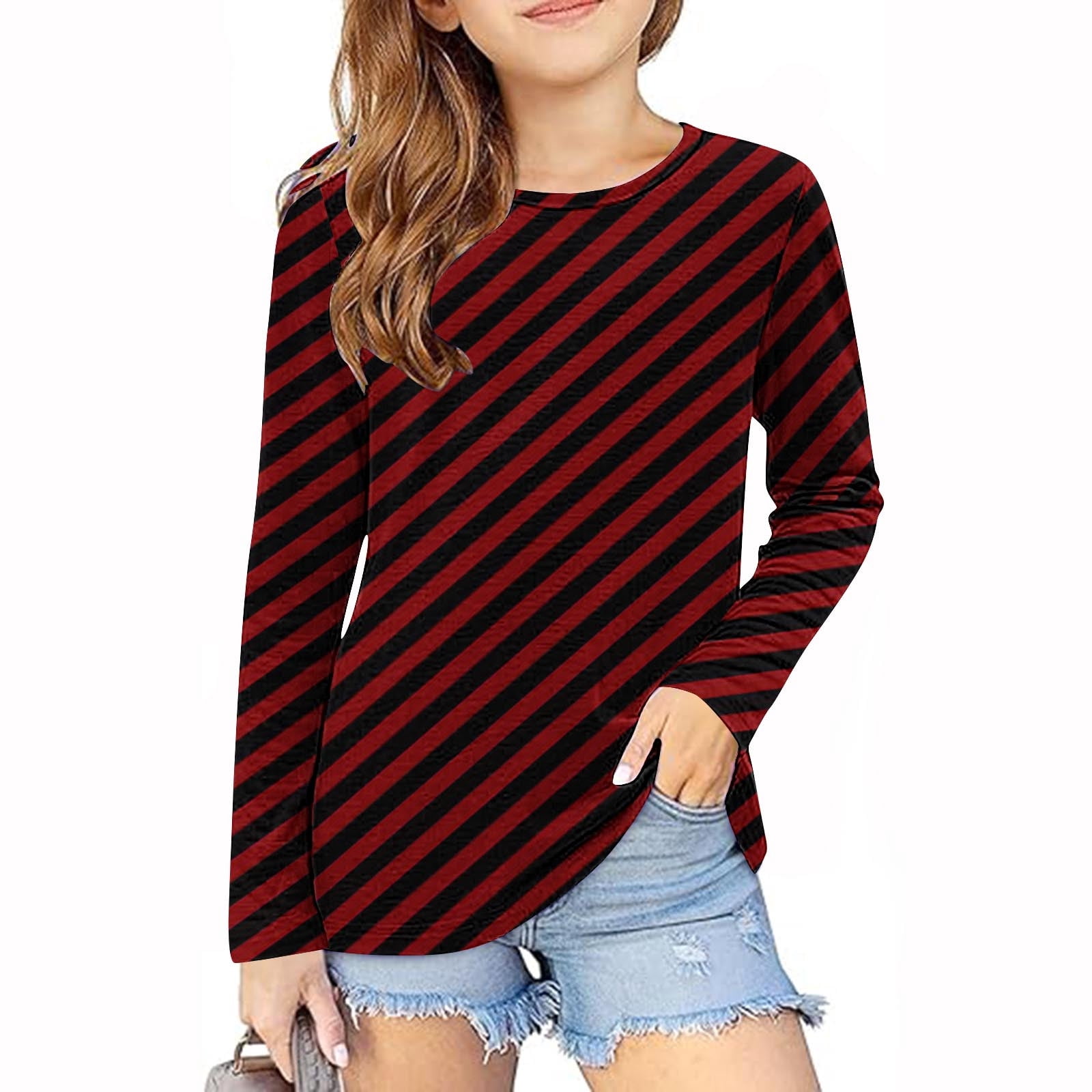 Blczomt Fashion Girls Tshirt Long Sleeve Cute T Shirts Red Pullover ...