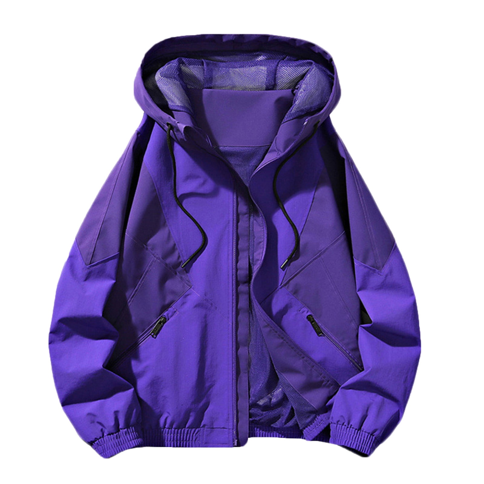 Blczomt Full Zip Men's Winter Jacket Purple Windbreaker Jacket Casual ...