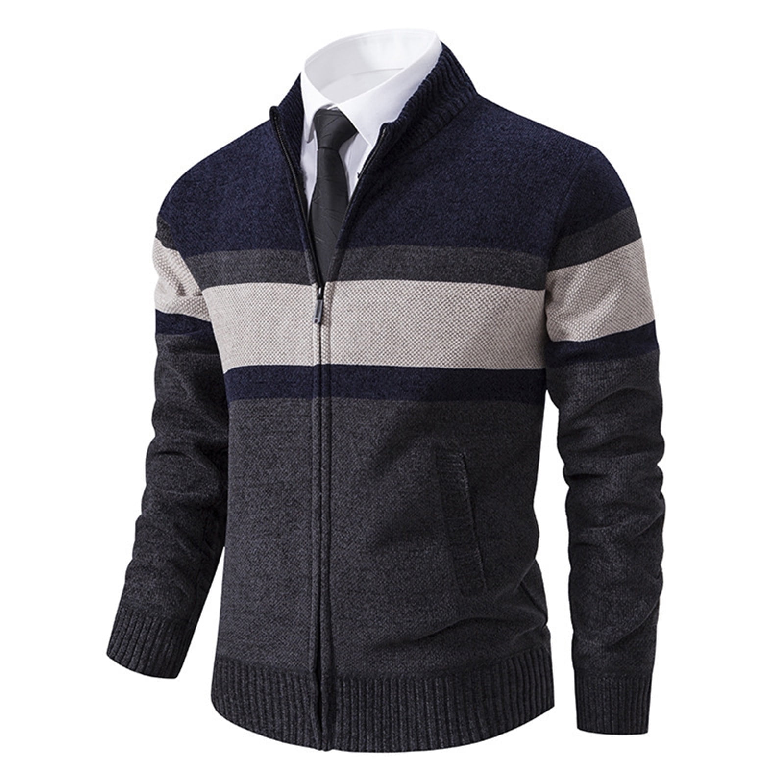 Blczomt Full Zip Mens Jackets Big and Tall Knitted Blue Shirt Jacket ...