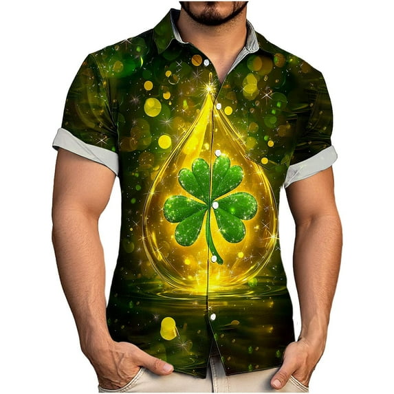 Blczomt Gold Short Sleeve Shirts for Men Soft St.Patrick's Day Tee ...