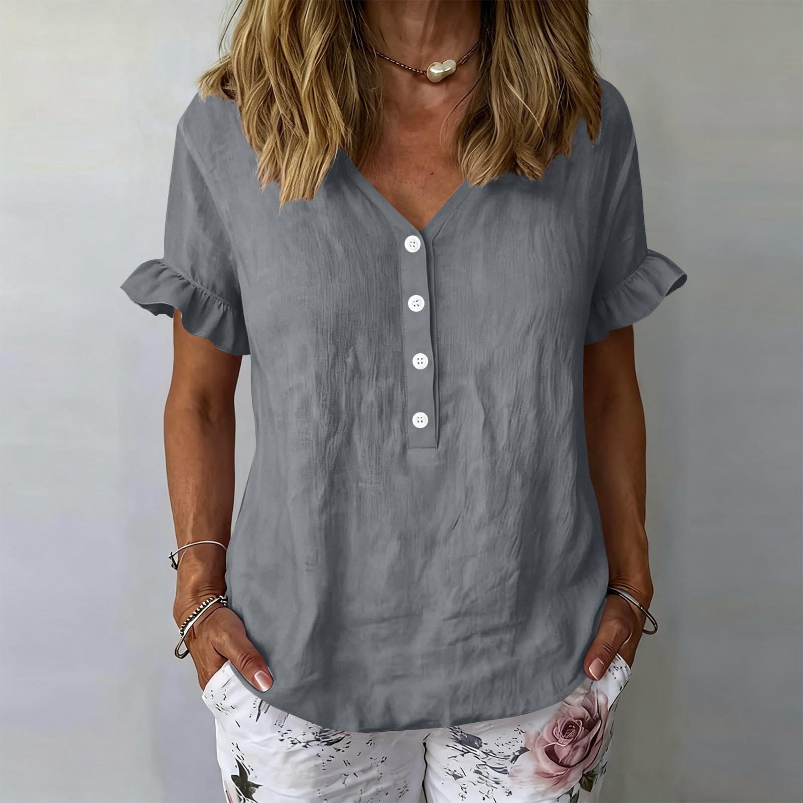 Blczomt Gray Blouses Women Trendy 2026 Tops Y2K Dressy Shirts Women ...
