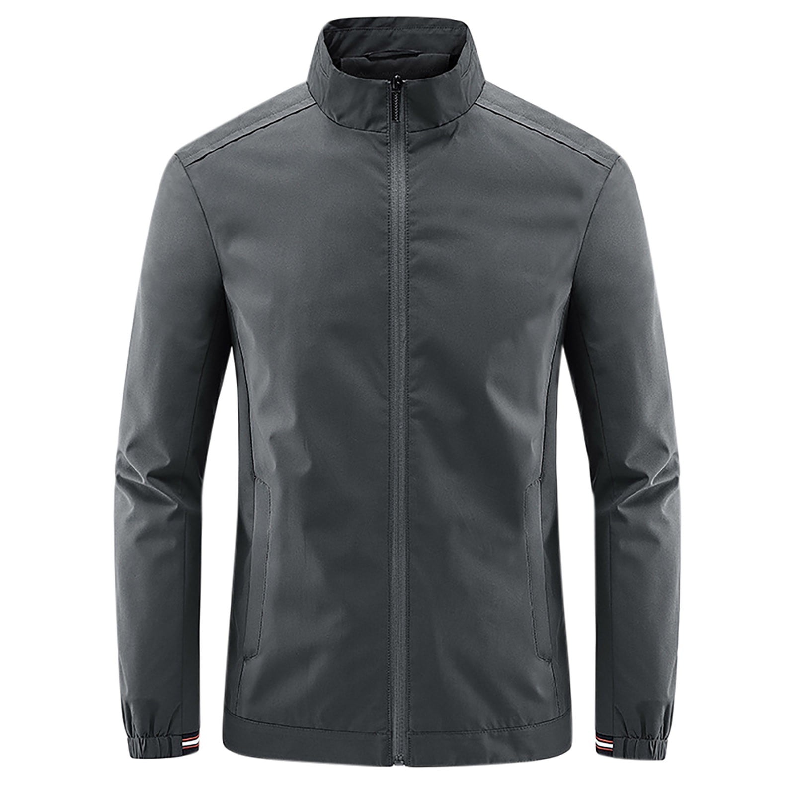 Blczomt Gray Jacket for Men Full Zip Windbreaker Jacket Plain ...