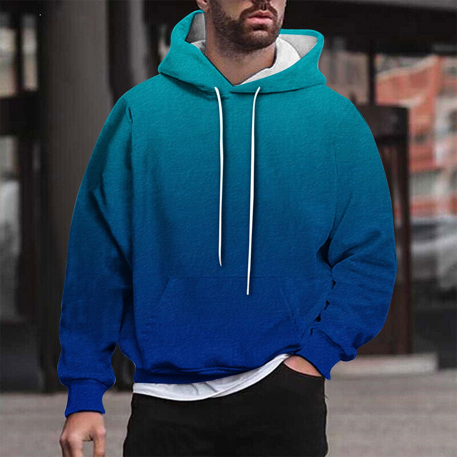 Blczomt Hoodie Men Pullover Pullover Sweatshirt Drawstring Casual ...