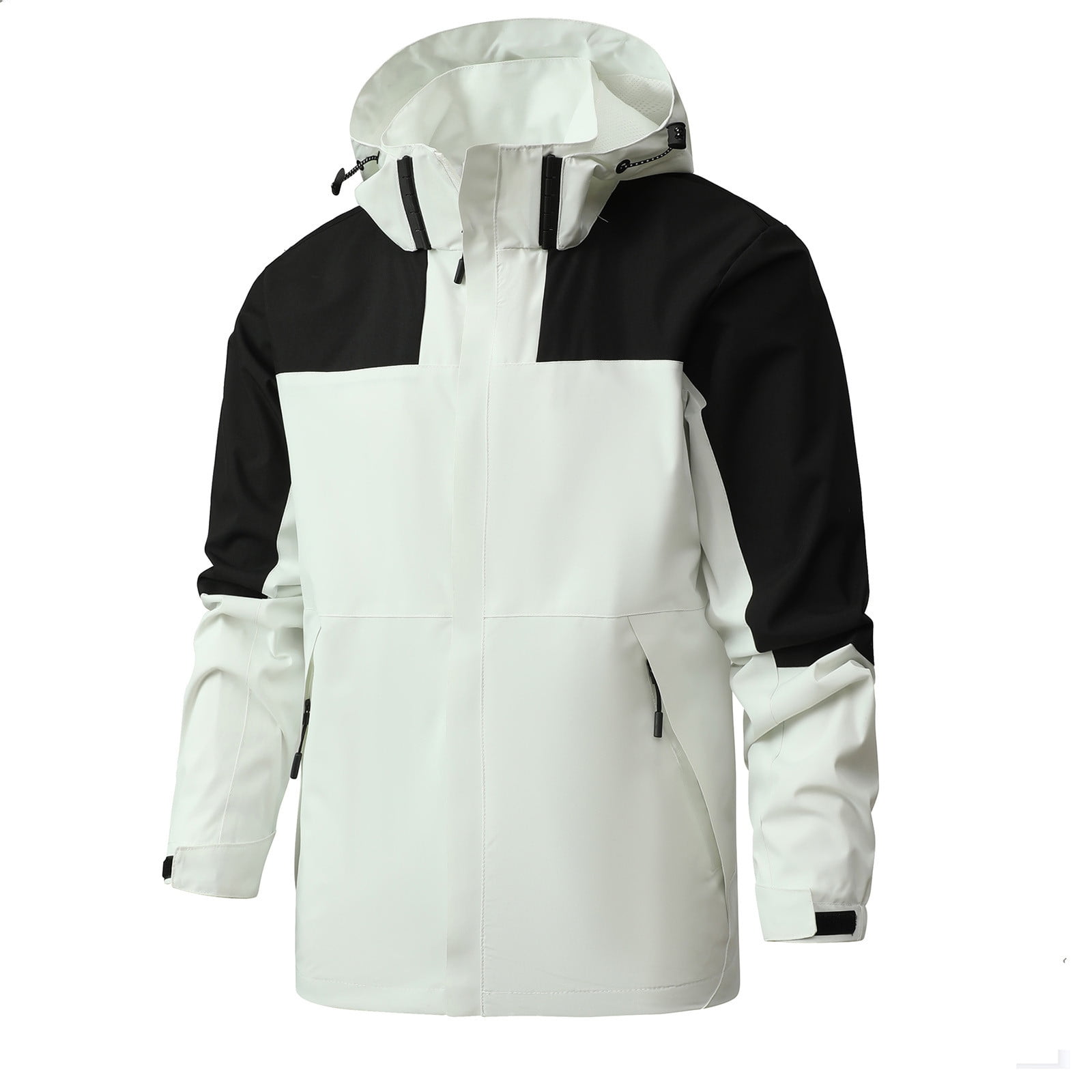 Blczomt Jacket Men White Windbreaker Zip Up Jacket Hooded Color Block ...