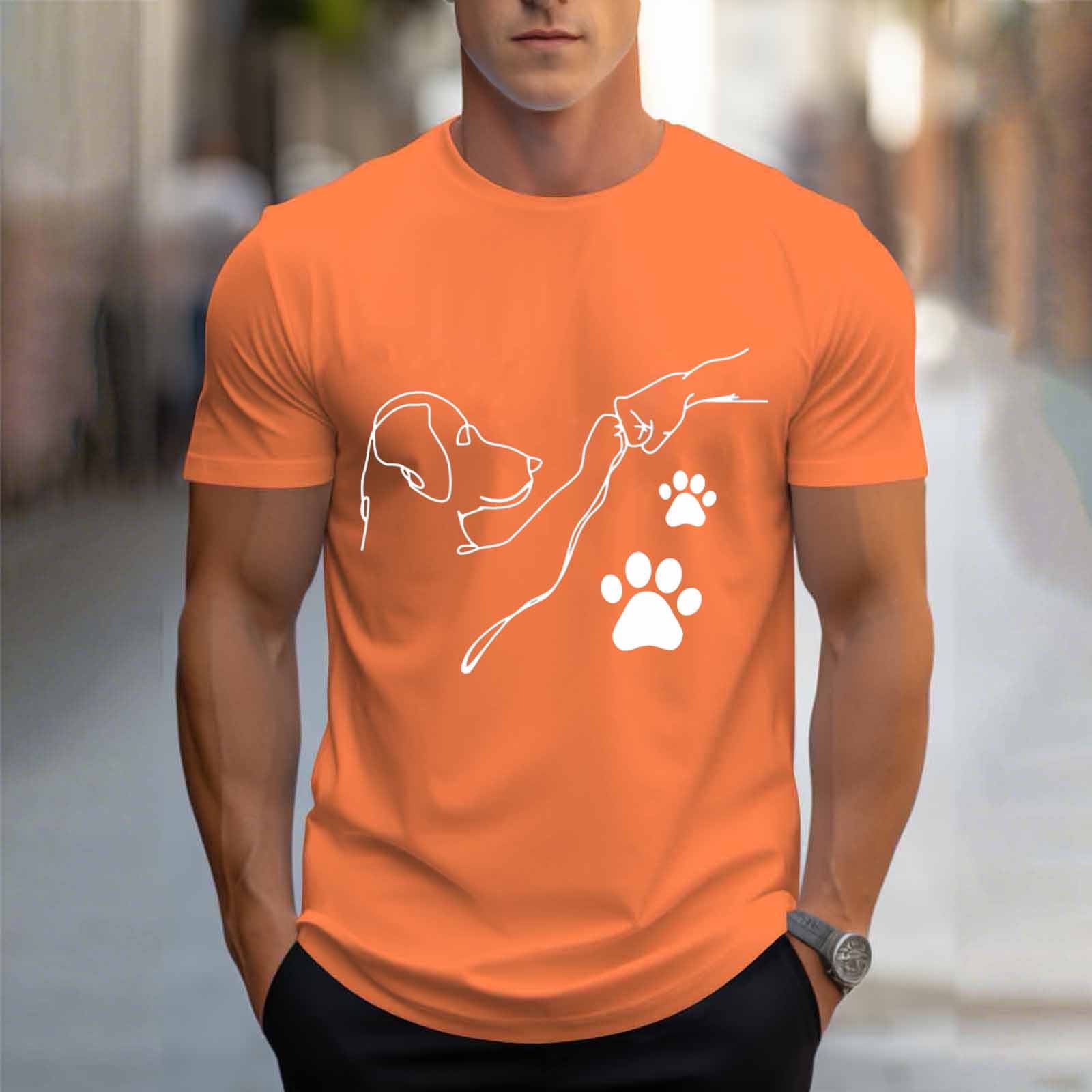 Blczomt Men Shirts Short Sleeve Soft Graphic Orange Shirts Animal Print ...