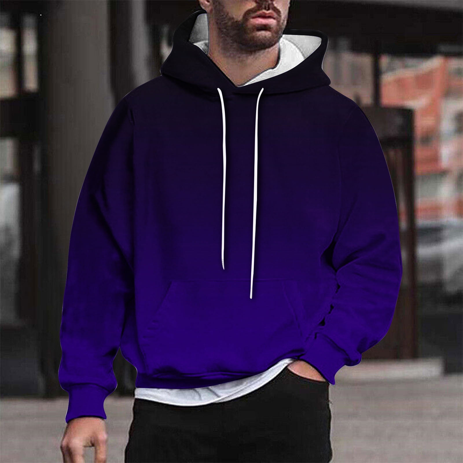 Blczomt Men's Hoodies Pullover Pullover Sweatshirt Casual Blue Fall ...