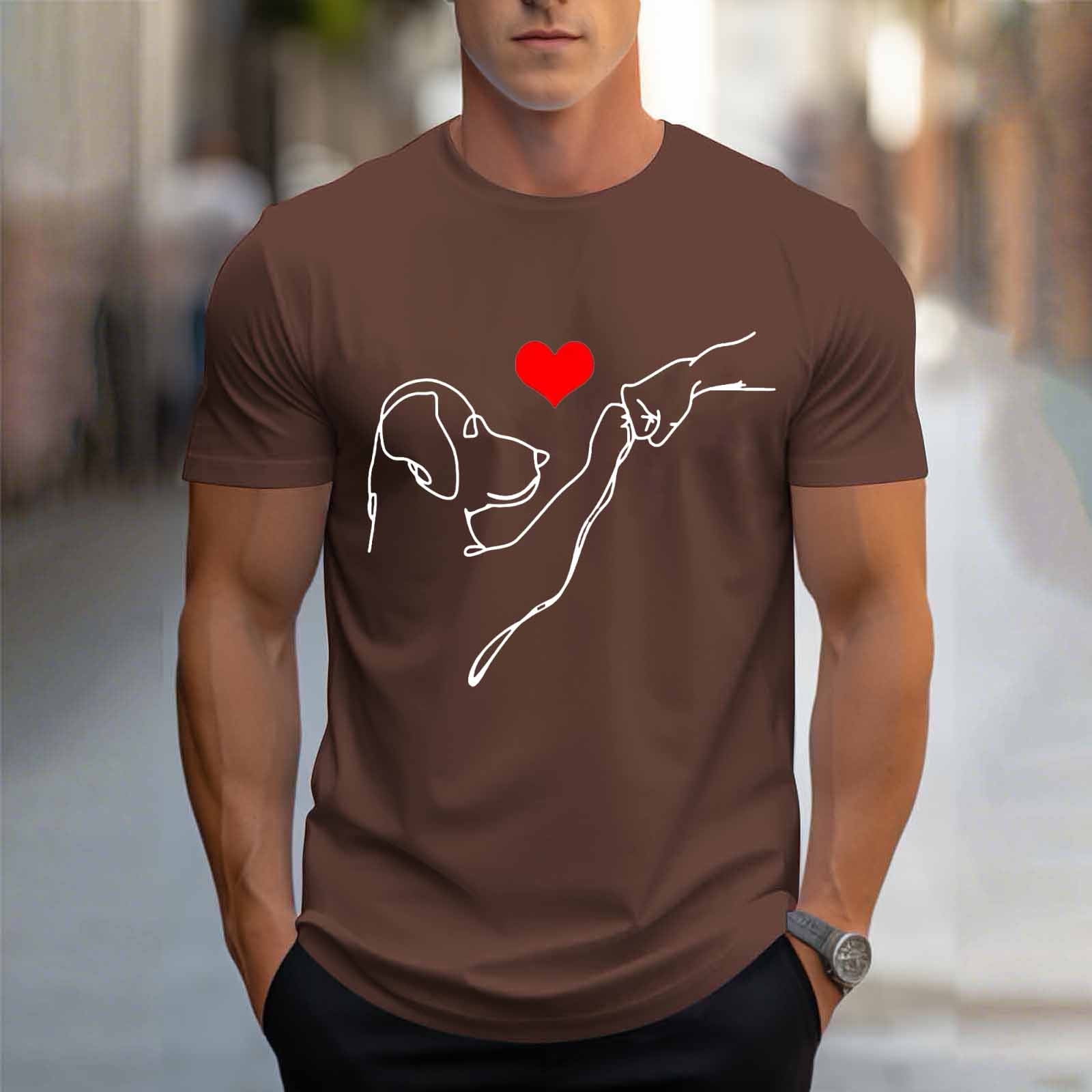 Blczomt Men's T Shirts Casual Oversized Brown Graphic T Shirt Cute 2026 ...